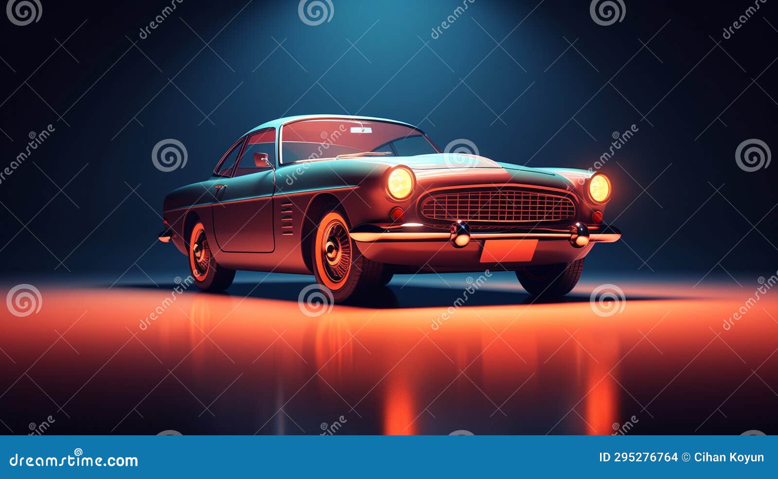 Retro Car on a Winding Road Stock Illustration - Illustration of model ...