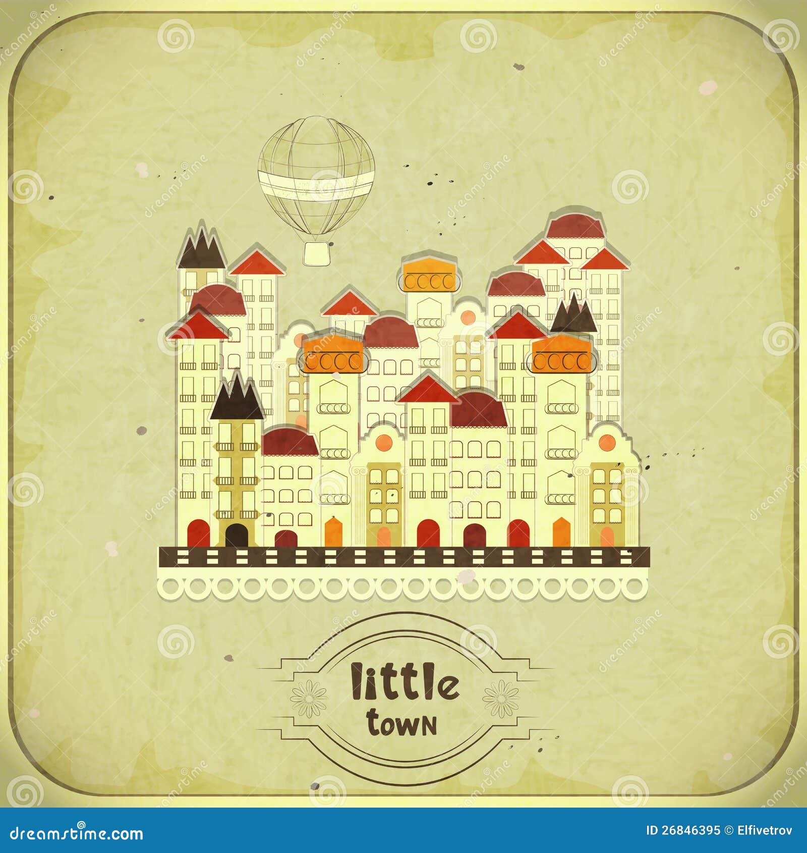 Retro Card Cartoon Little Town Stock Illustrations – 216 Retro Card ...