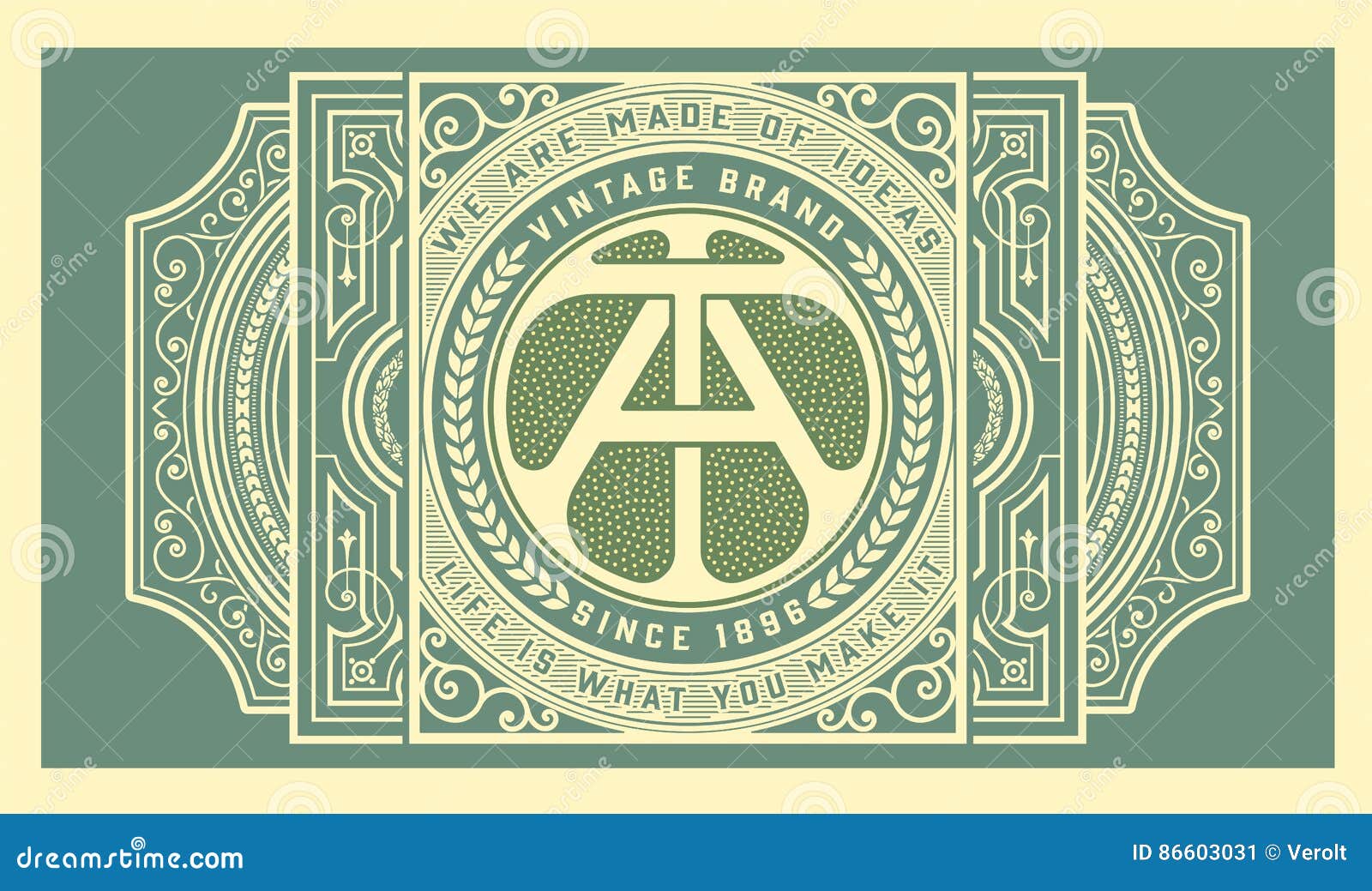 Retro Card Design with Floral Details. Stock Vector - Illustration of ...