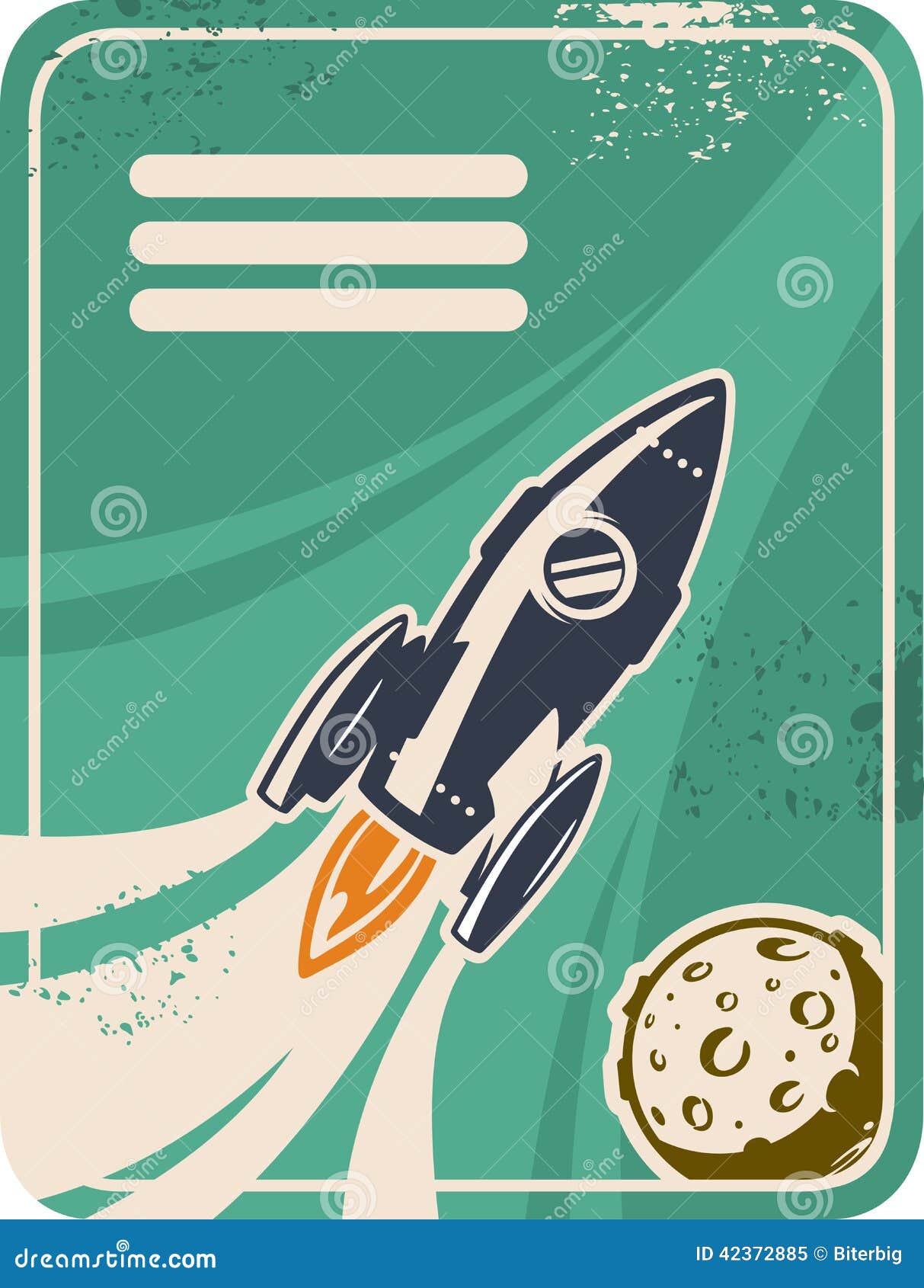 Retro Card with Rocket Flying through Outer Space Stock Vector ...