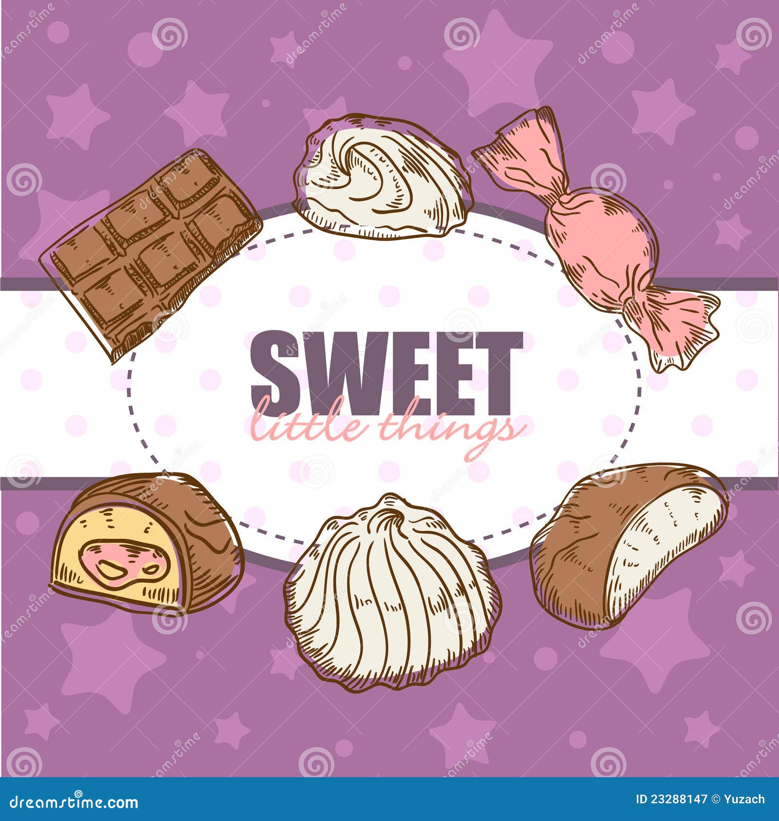Retro Card with Tasty Sweets Stock Vector - Illustration of cute ...