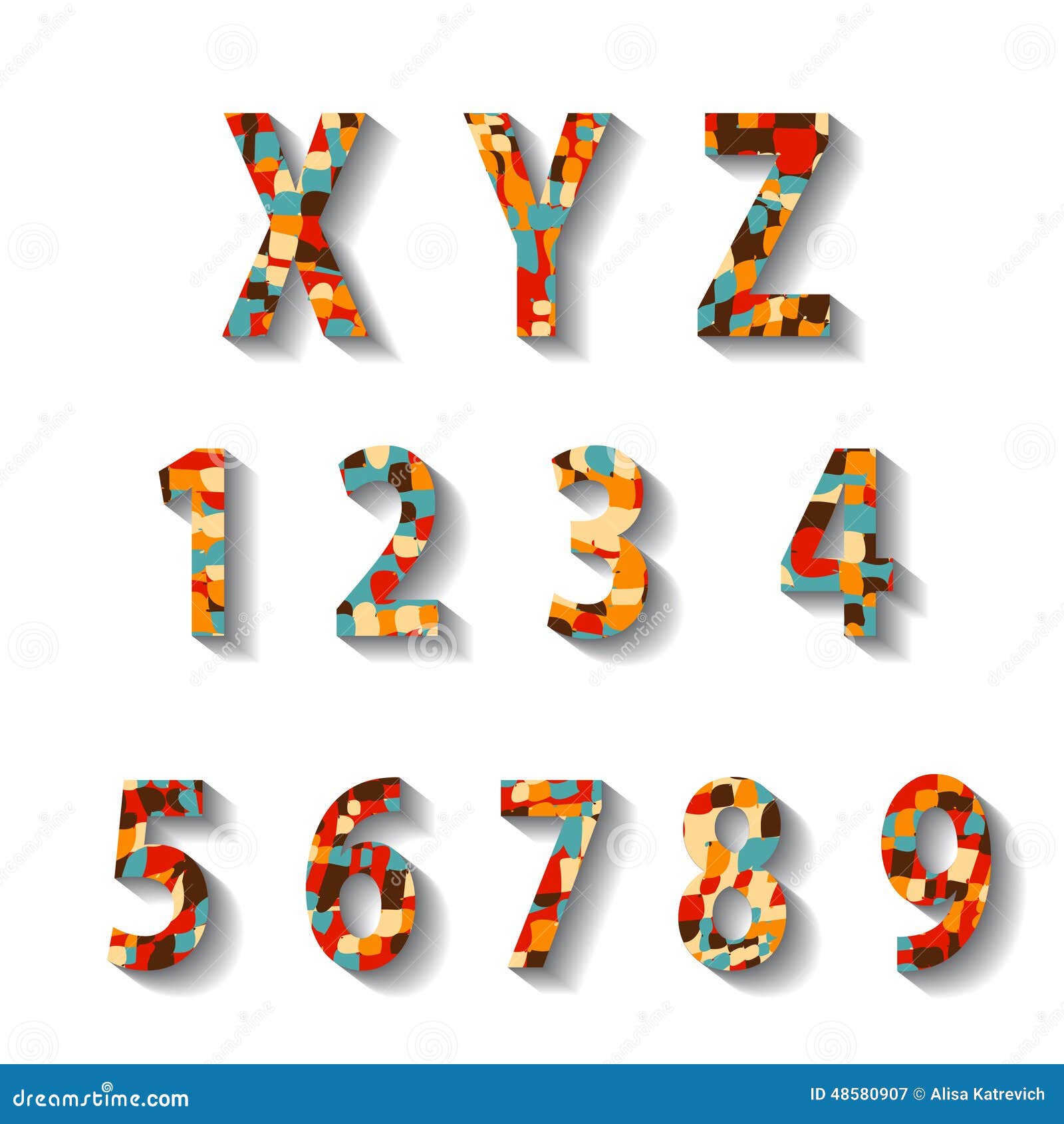 Retro Carnival Alphabet with Numbers Stock Vector - Illustration of ...