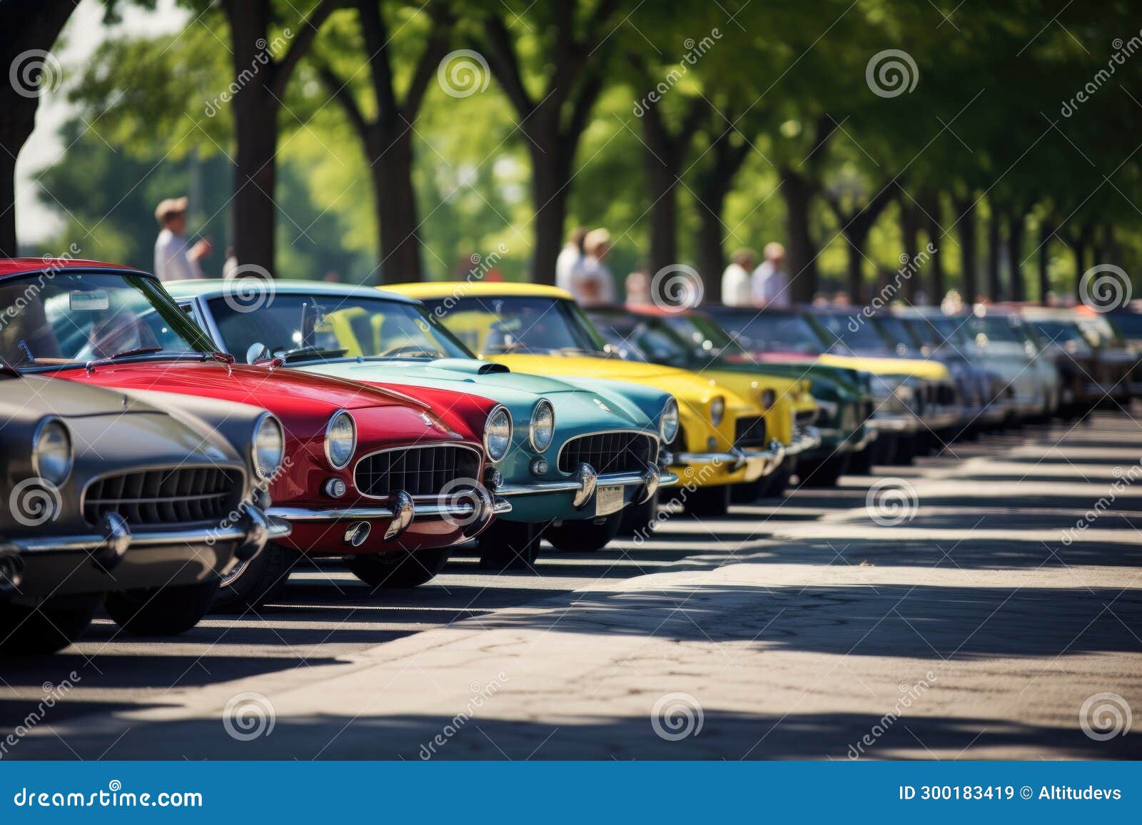 Retro Cars Lined Up at the Starting Line Stock Image - Image of fast ...