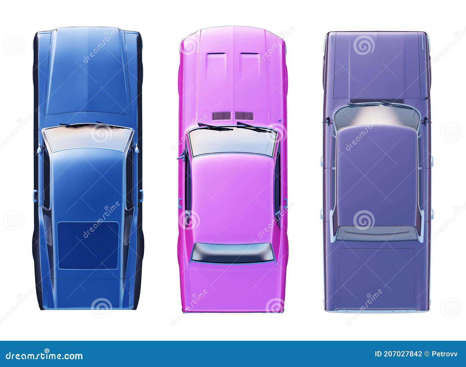 Retro Cars Top View Isolated on White Stock Illustration - Illustration ...