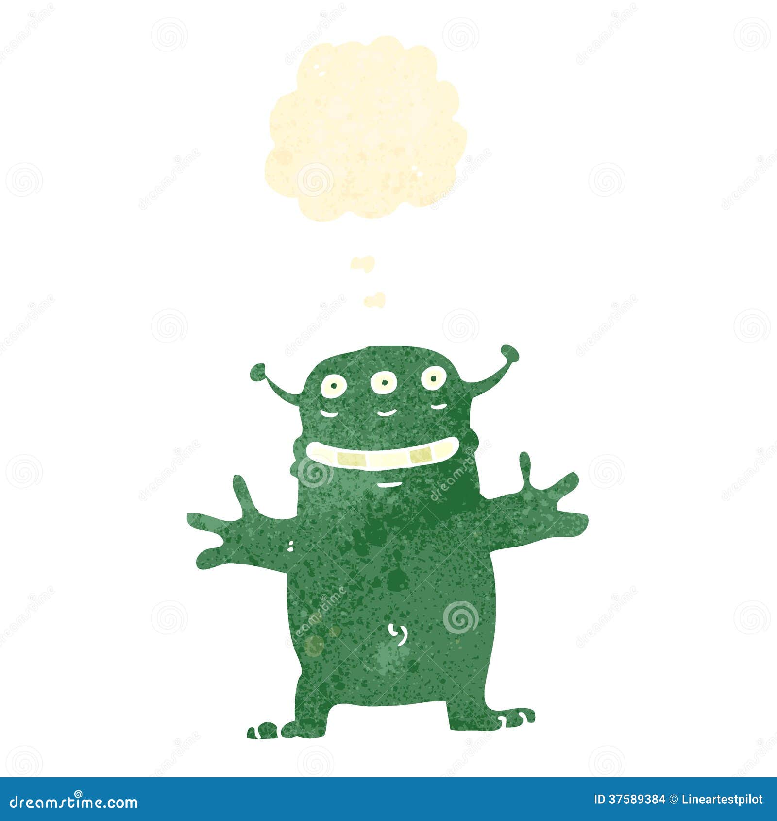 Retro cartoon alien stock vector. Illustration of idea - 37589384