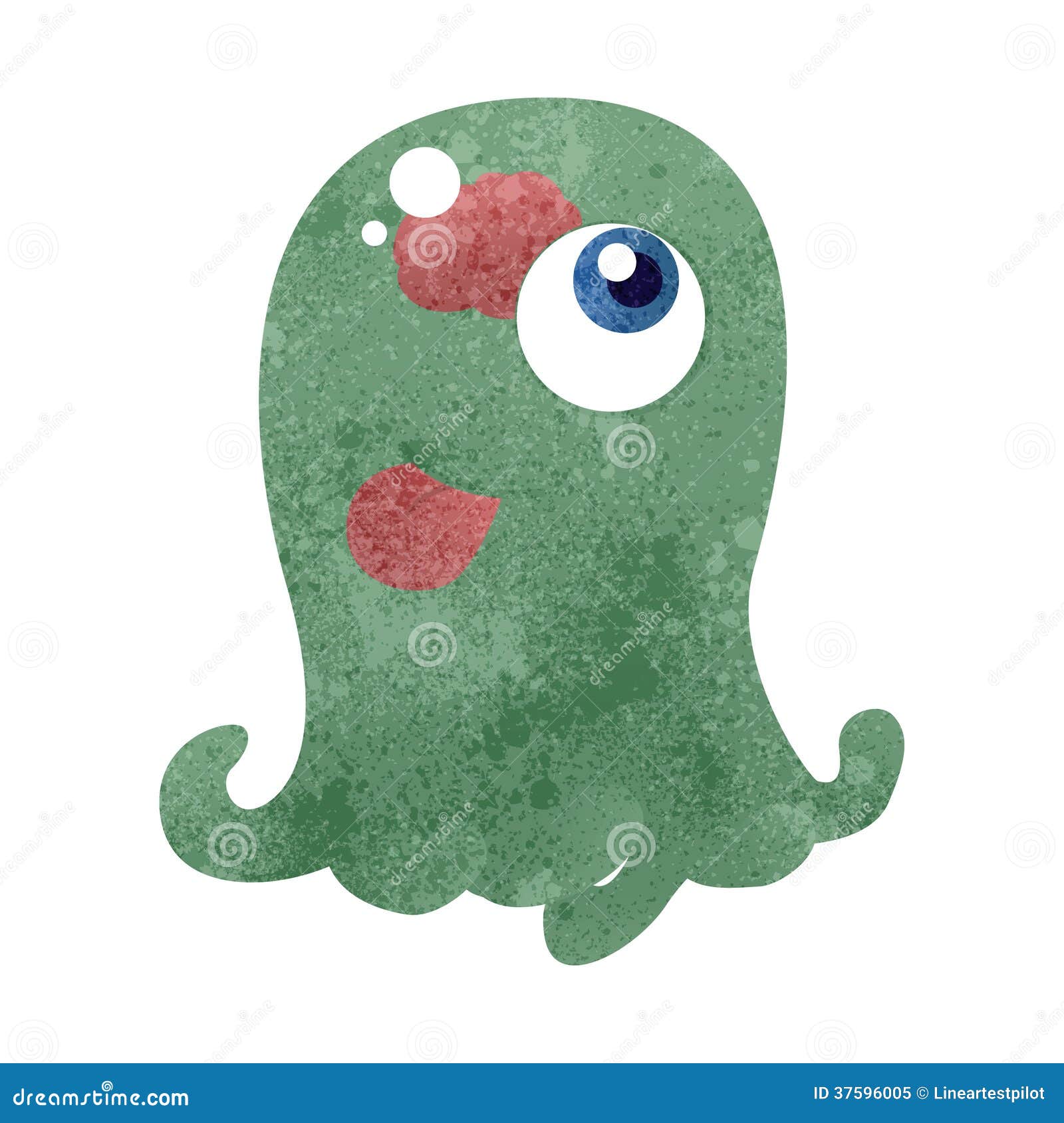 Retro Cartoon Alien Blob Monster Stock Vector - Illustration of hand ...