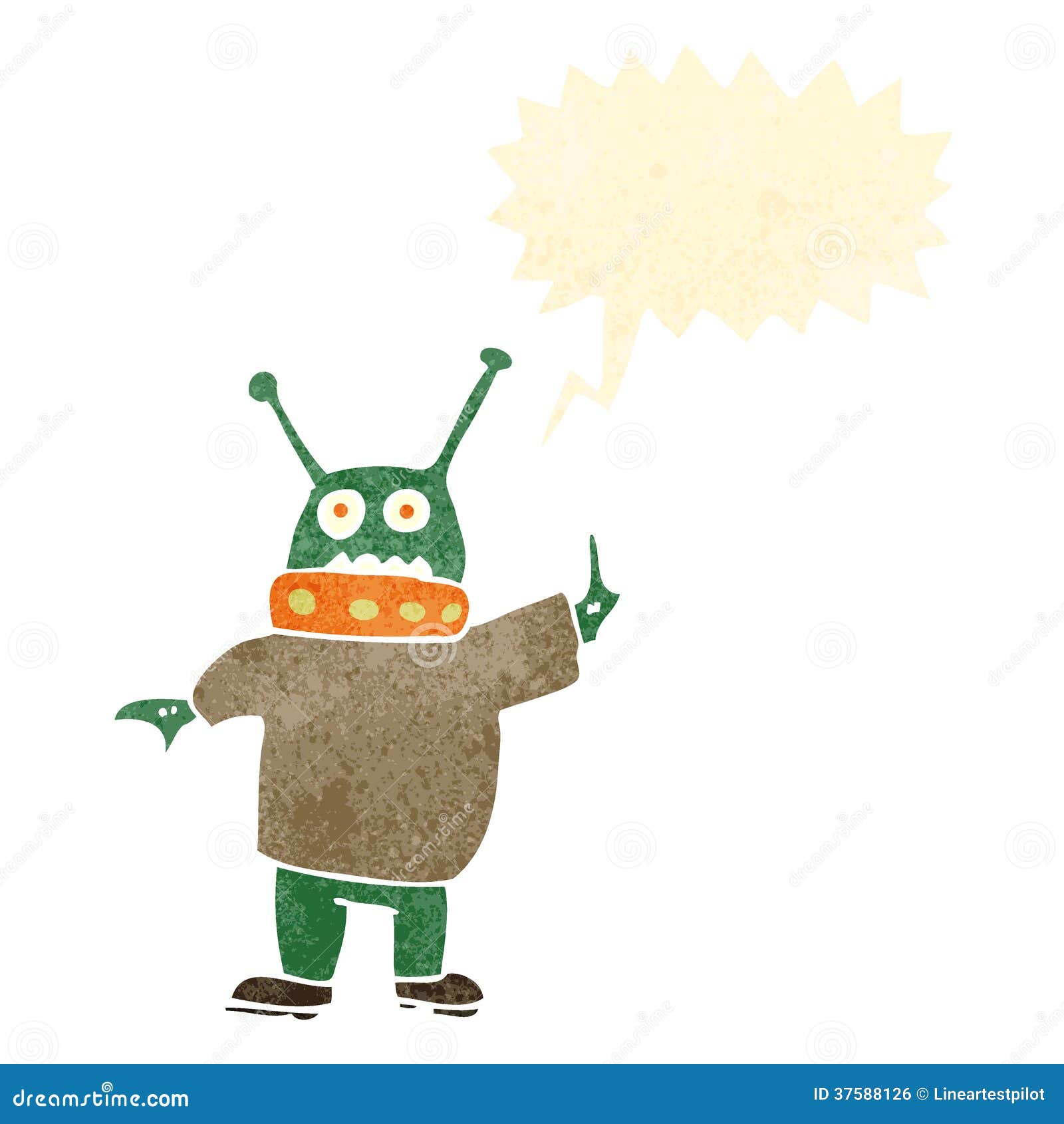 Retro cartoon alien man stock vector. Illustration of painted - 37588126
