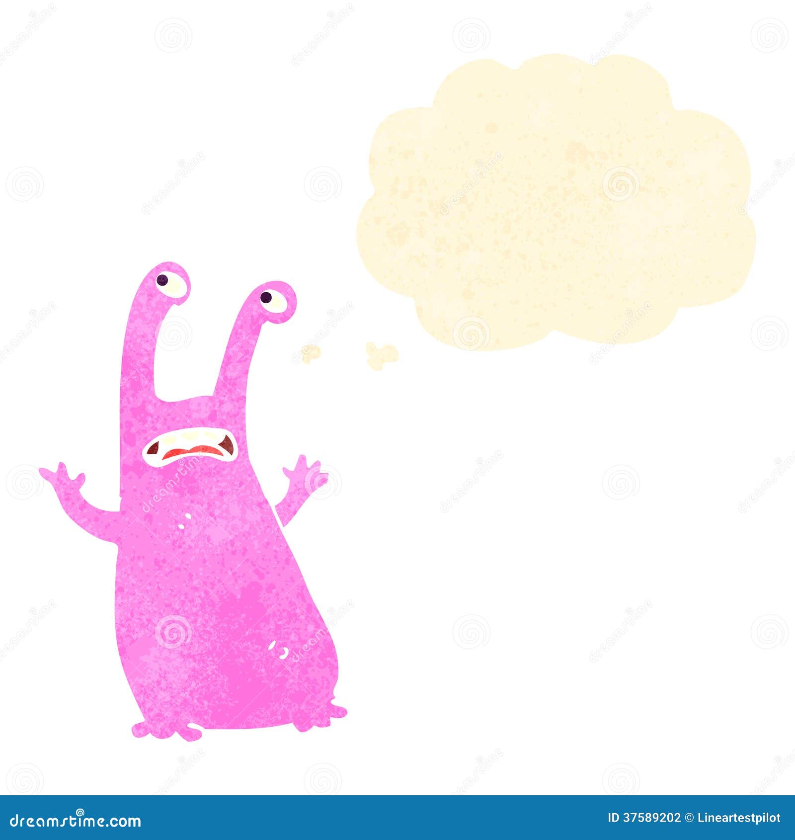 Retro Cartoon Alien Slug Monster Stock Illustration - Illustration of ...