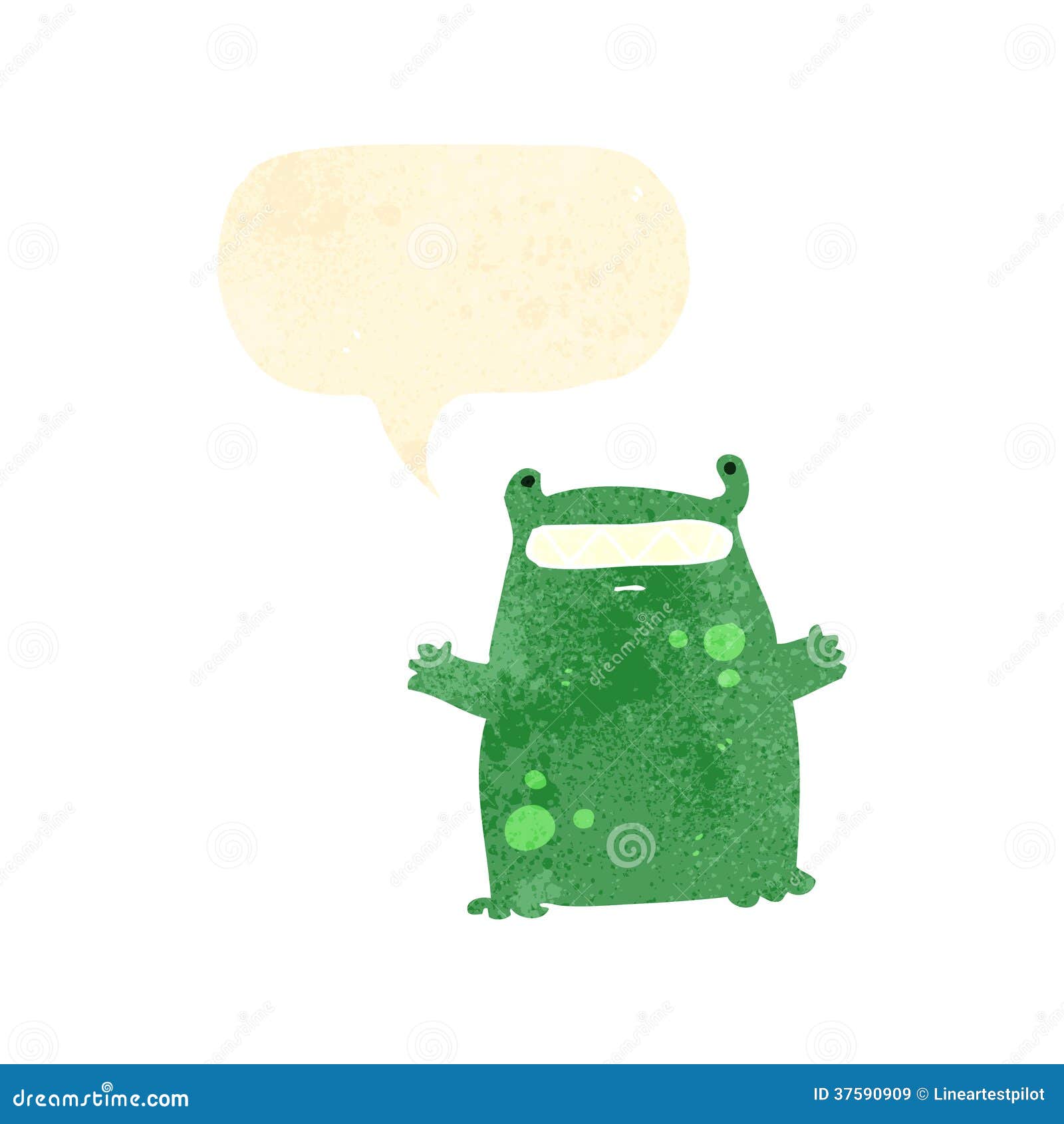 Retro Cartoon Alien with Speech Bubble Stock Vector - Illustration of ...