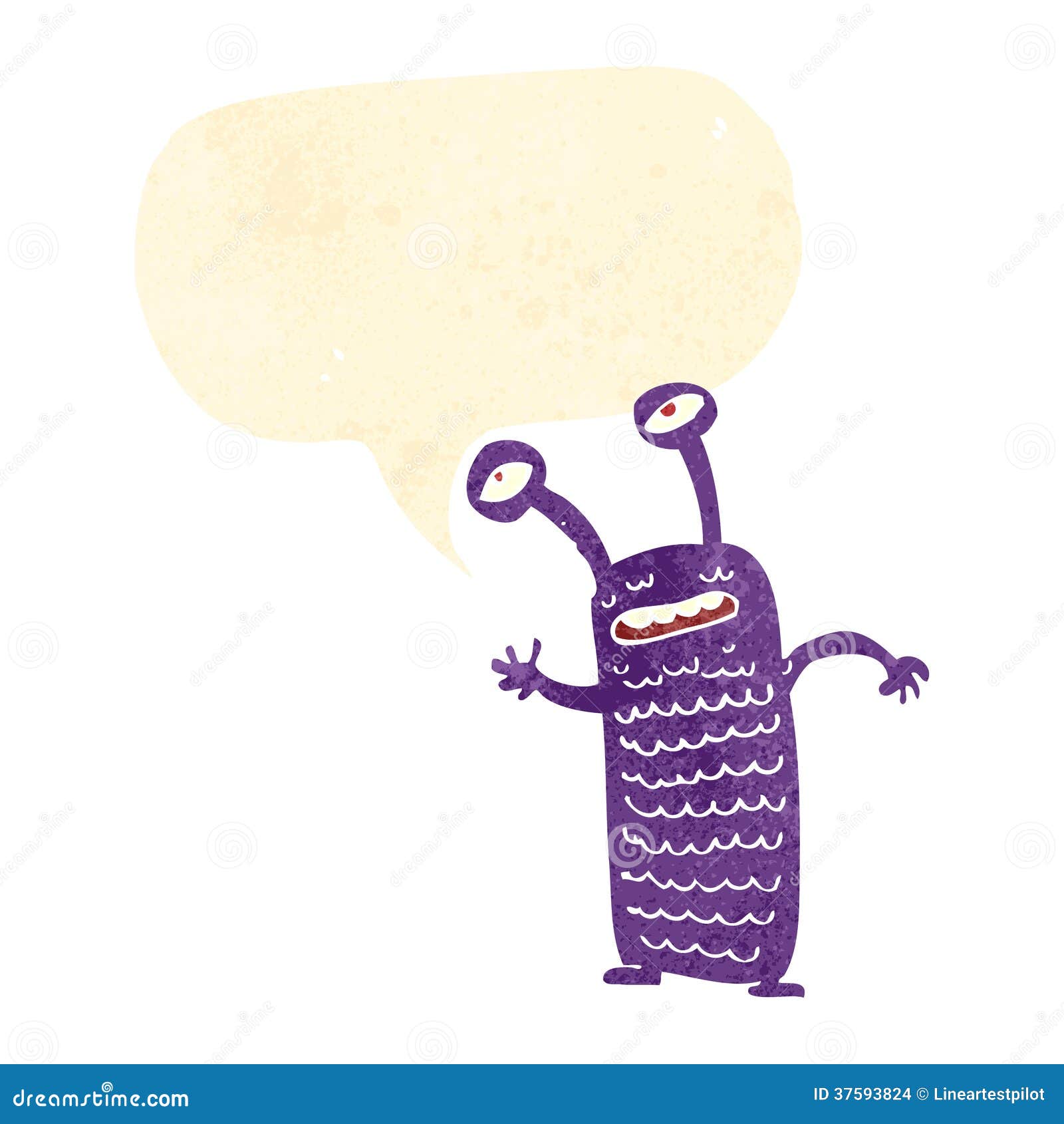 Retro Cartoon Alien with Speech Bubble Stock Vector - Illustration of ...