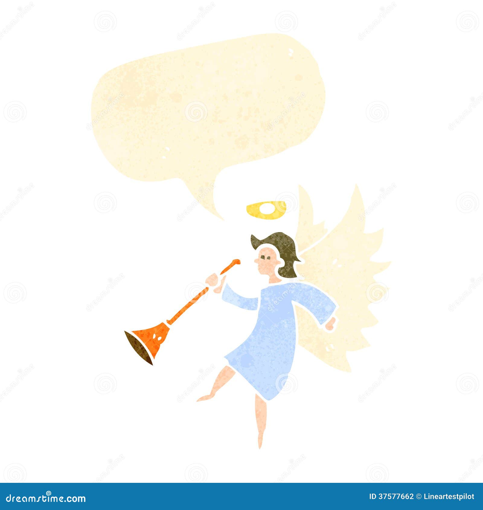 Retro Cartoon Angel with Trumpet Stock Vector - Illustration of cute ...