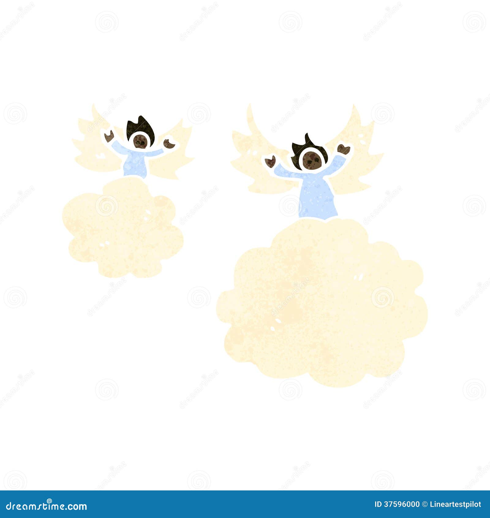 Retro Cartoon Angels on Cloud Stock Vector - Illustration of floating ...