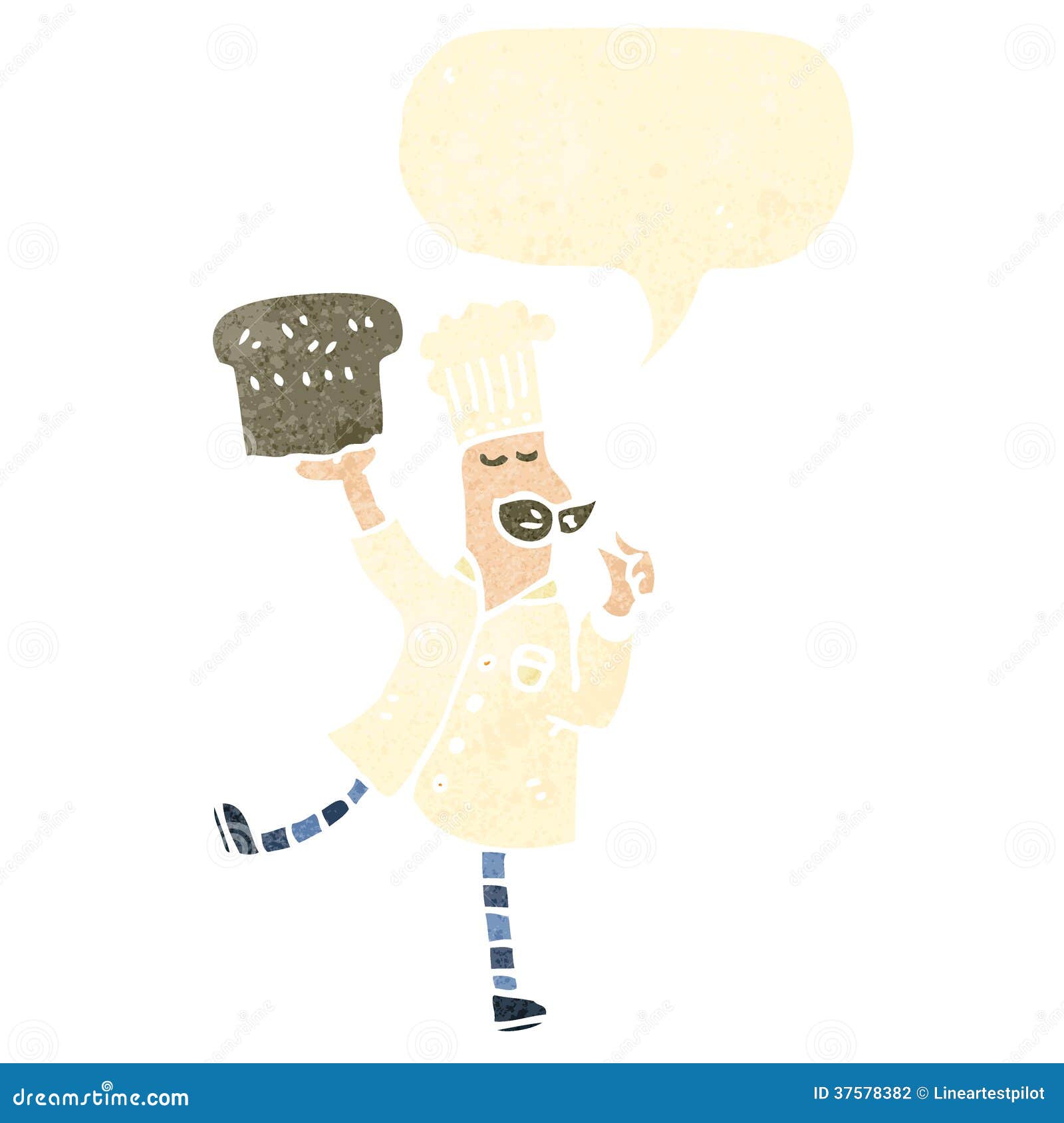 Retro Cartoon Baker with Bread Stock Vector - Illustration of colorful ...