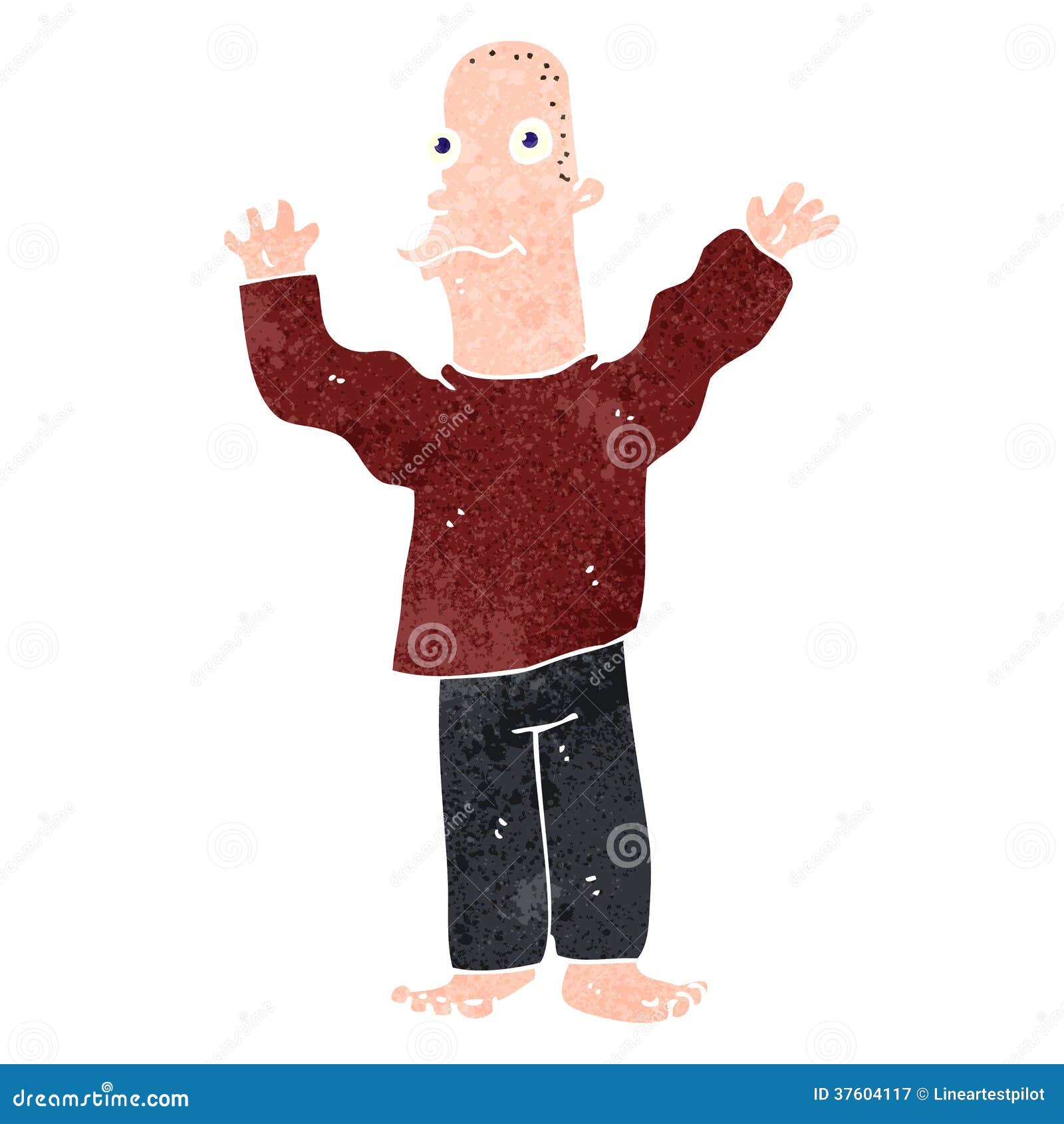 Retro cartoon bald man stock illustration. Illustration of texture ...