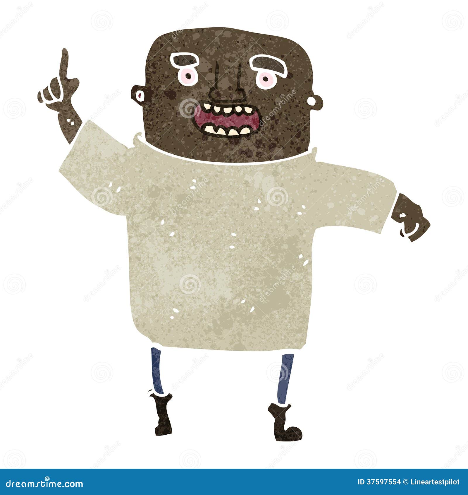 Retro Cartoon Bald Man with Great Idea Stock Illustration ...