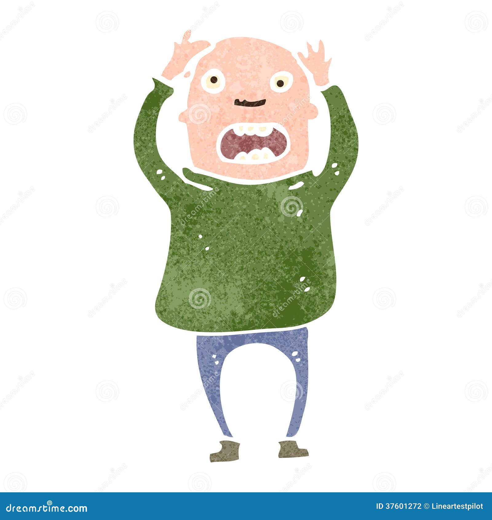 Retro Cartoon Bald Man Panicking Stock Vector - Illustration of drawn ...