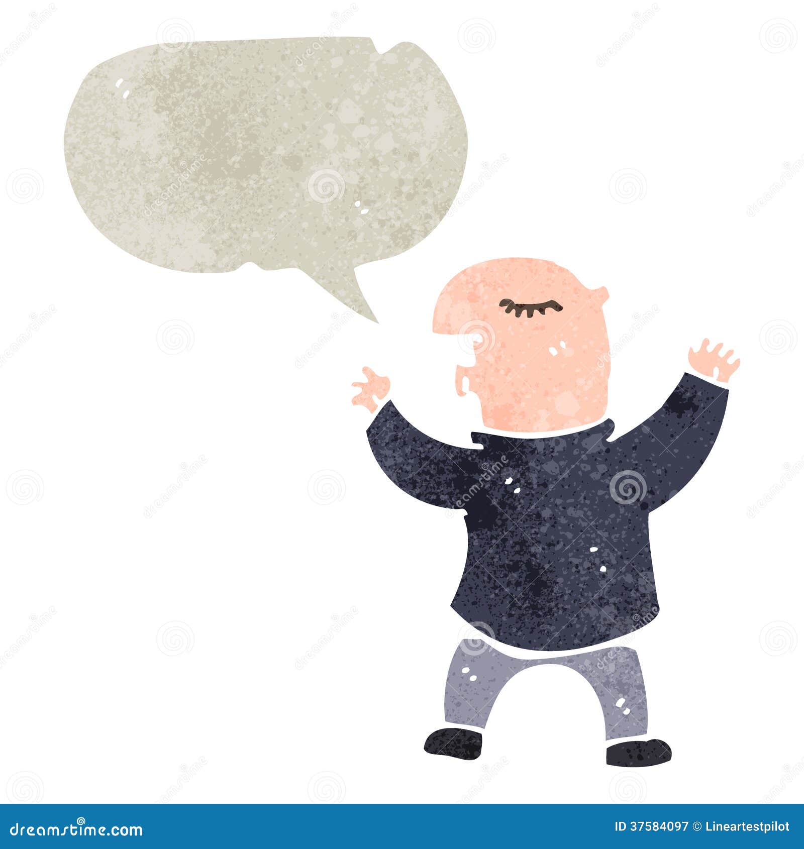 Retro Cartoon Bald Man Talking Stock Illustration - Illustration of ...