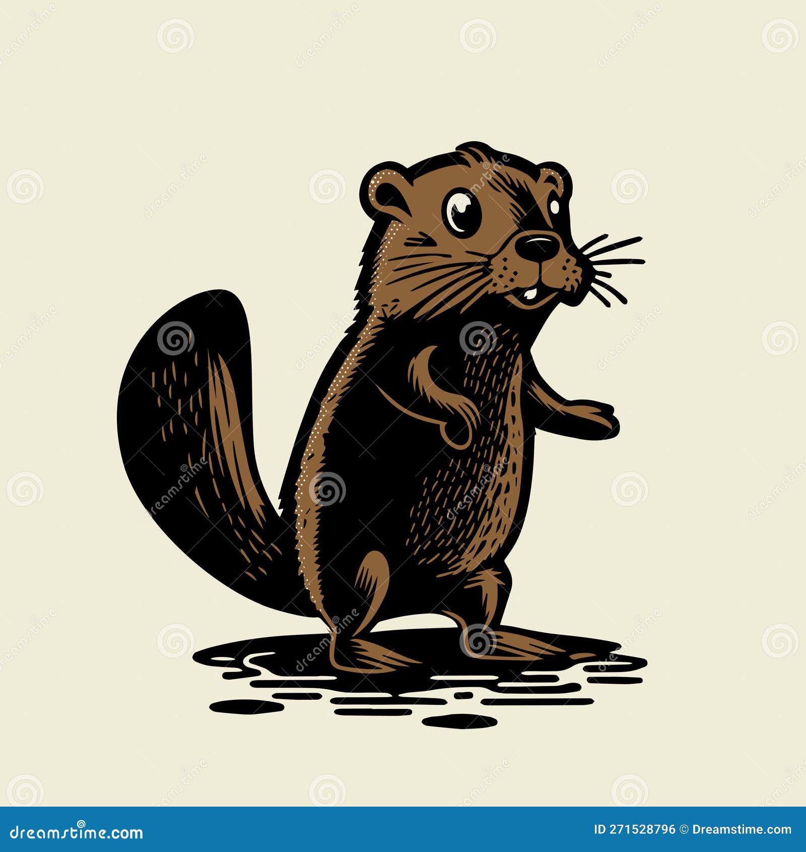 Retro Cartoon Illustration of a Beaver Stock Illustration ...