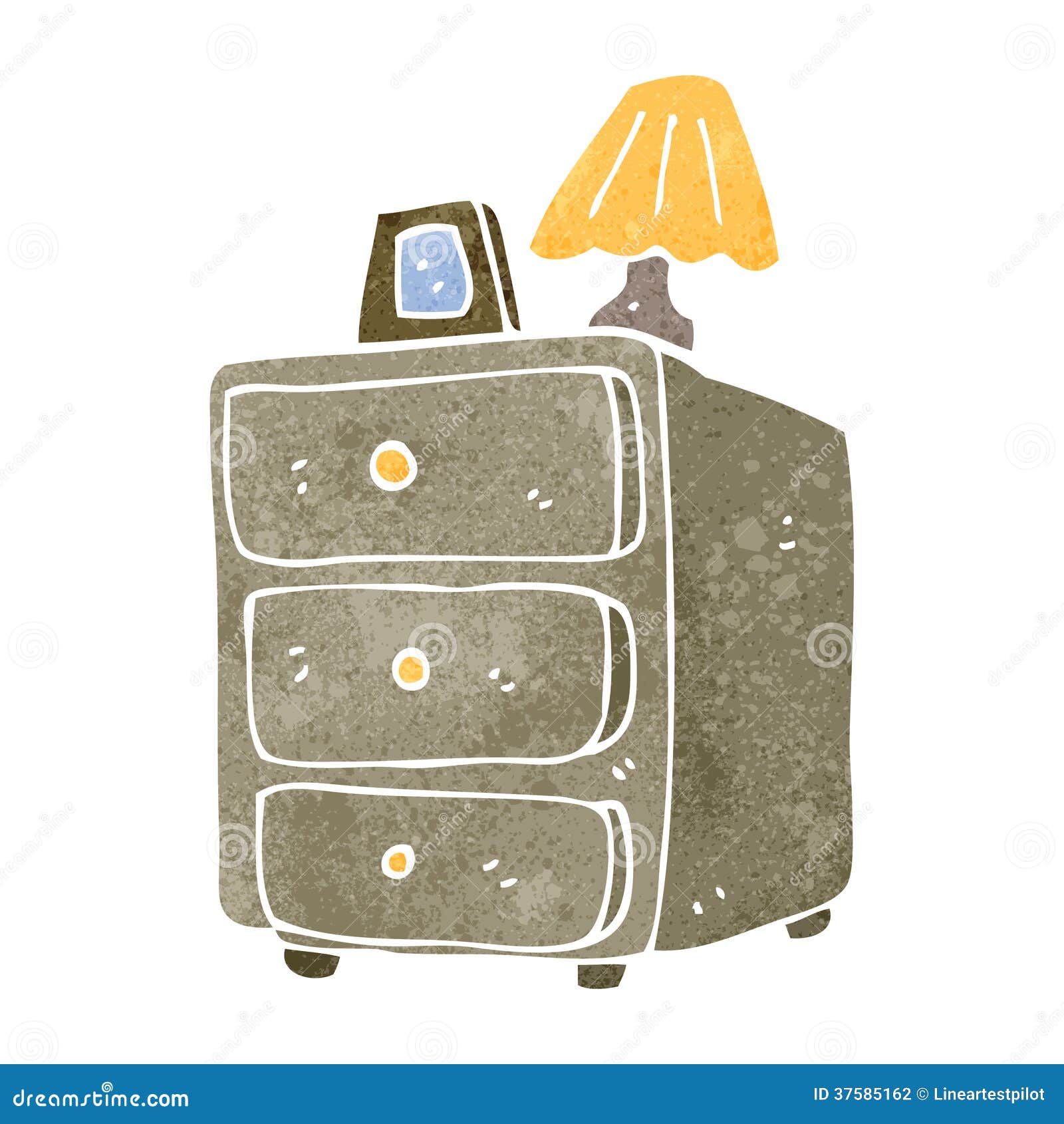 Retro Cartoon Bedside Cabinet Stock Illustration - Illustration of ...
