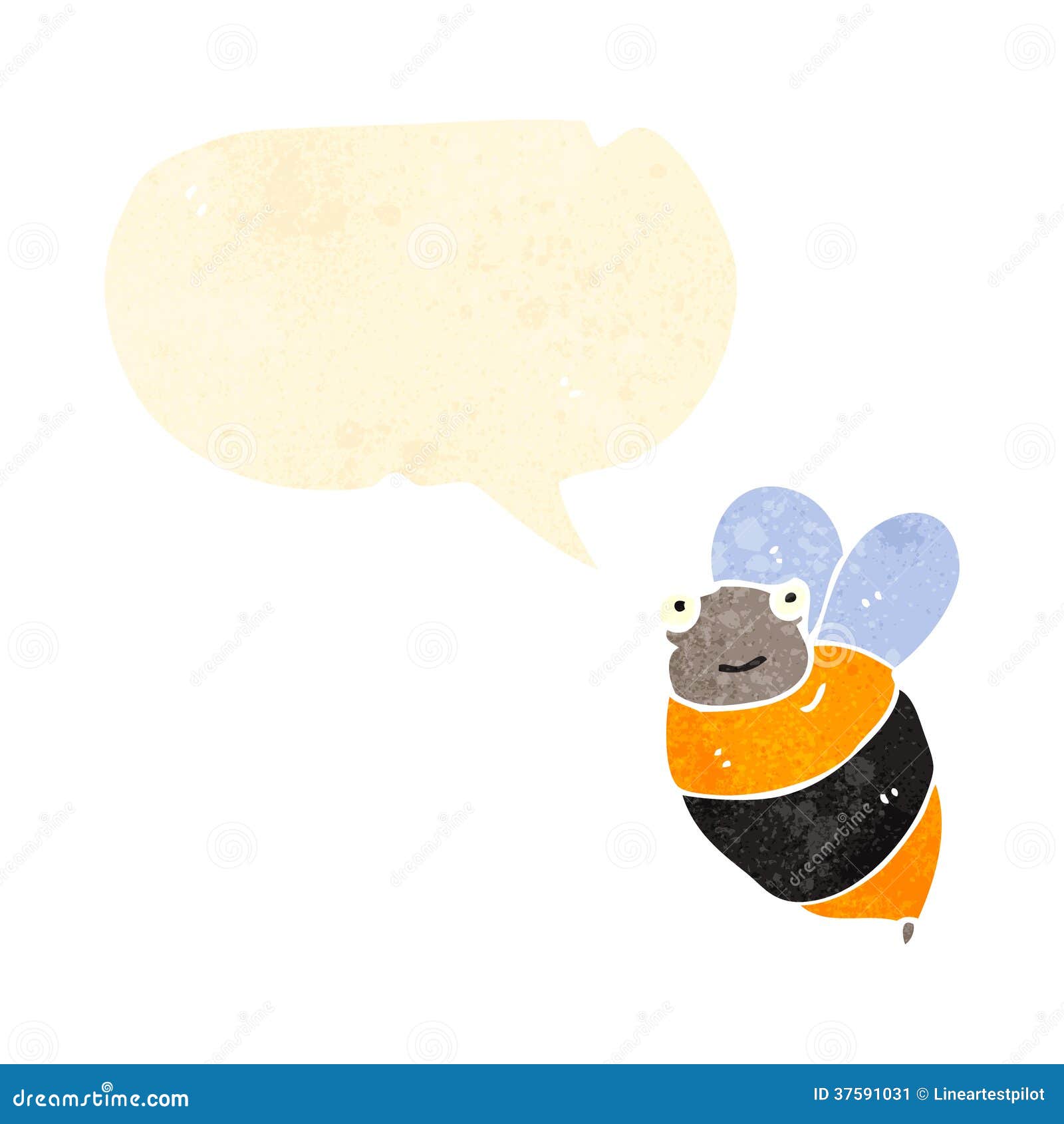 Retro Cartoon Bee with Speech Bubble Stock Vector - Illustration of ...