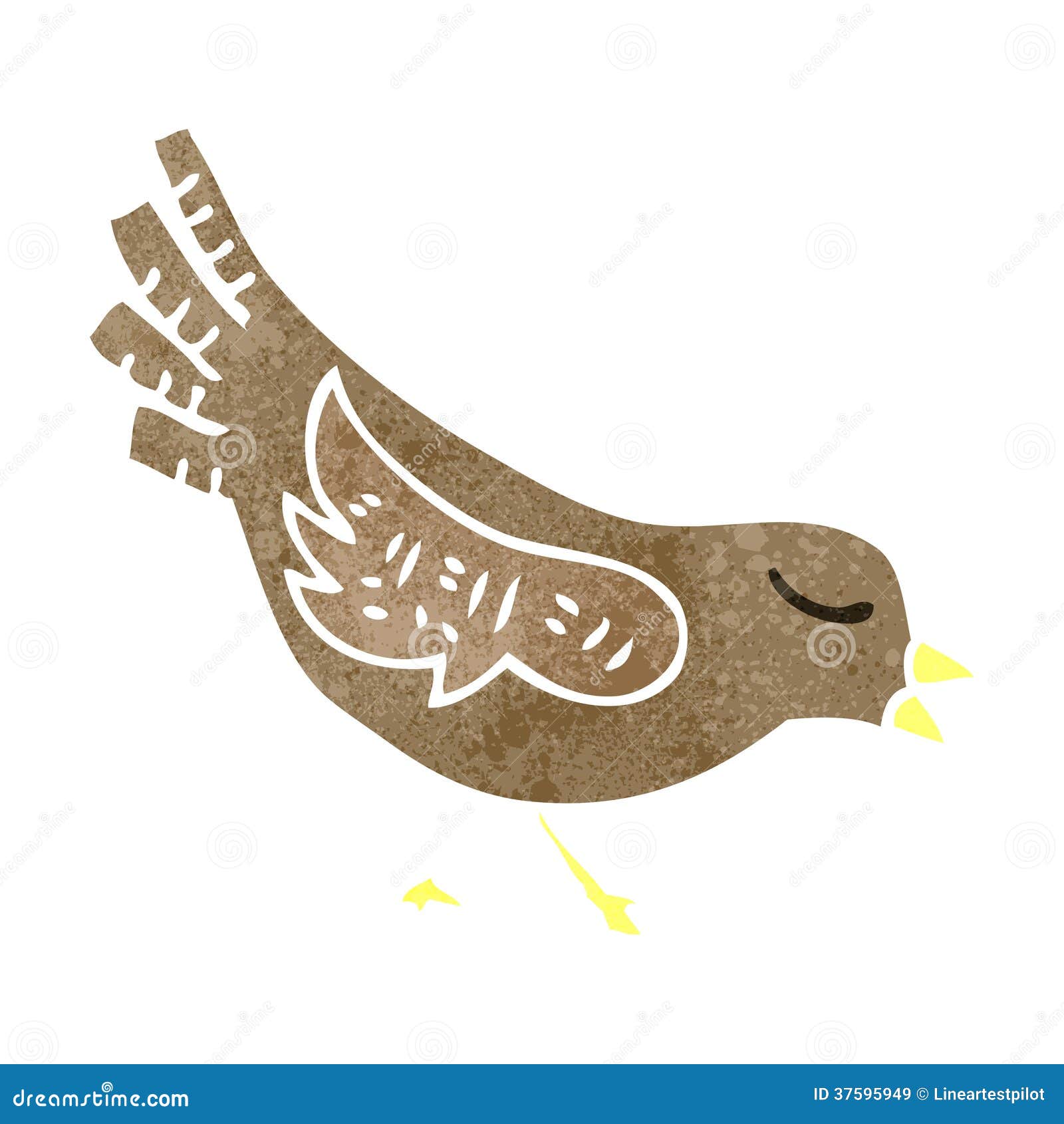 Retro cartoon bird stock vector. Illustration of hand - 37595949