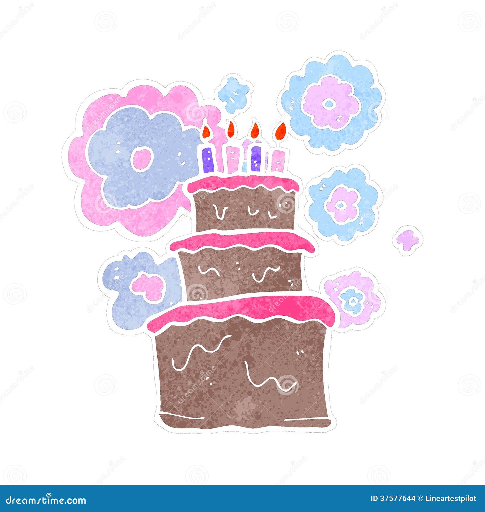 Retro Cartoon Birthday Cake Stock Vector - Illustration of clip ...