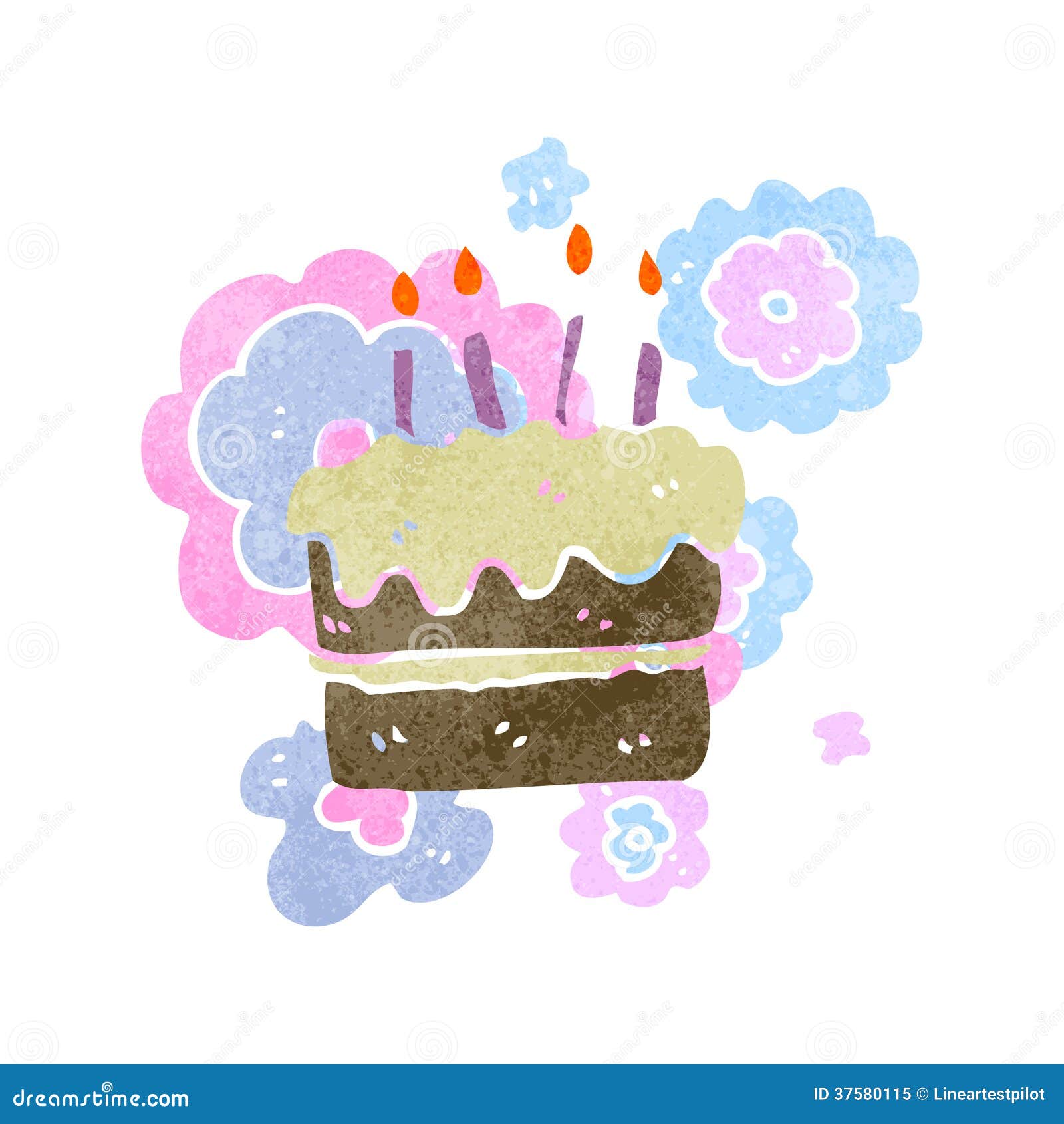 Retro Cartoon Birthday Cake Stock Vector - Illustration of artwork ...