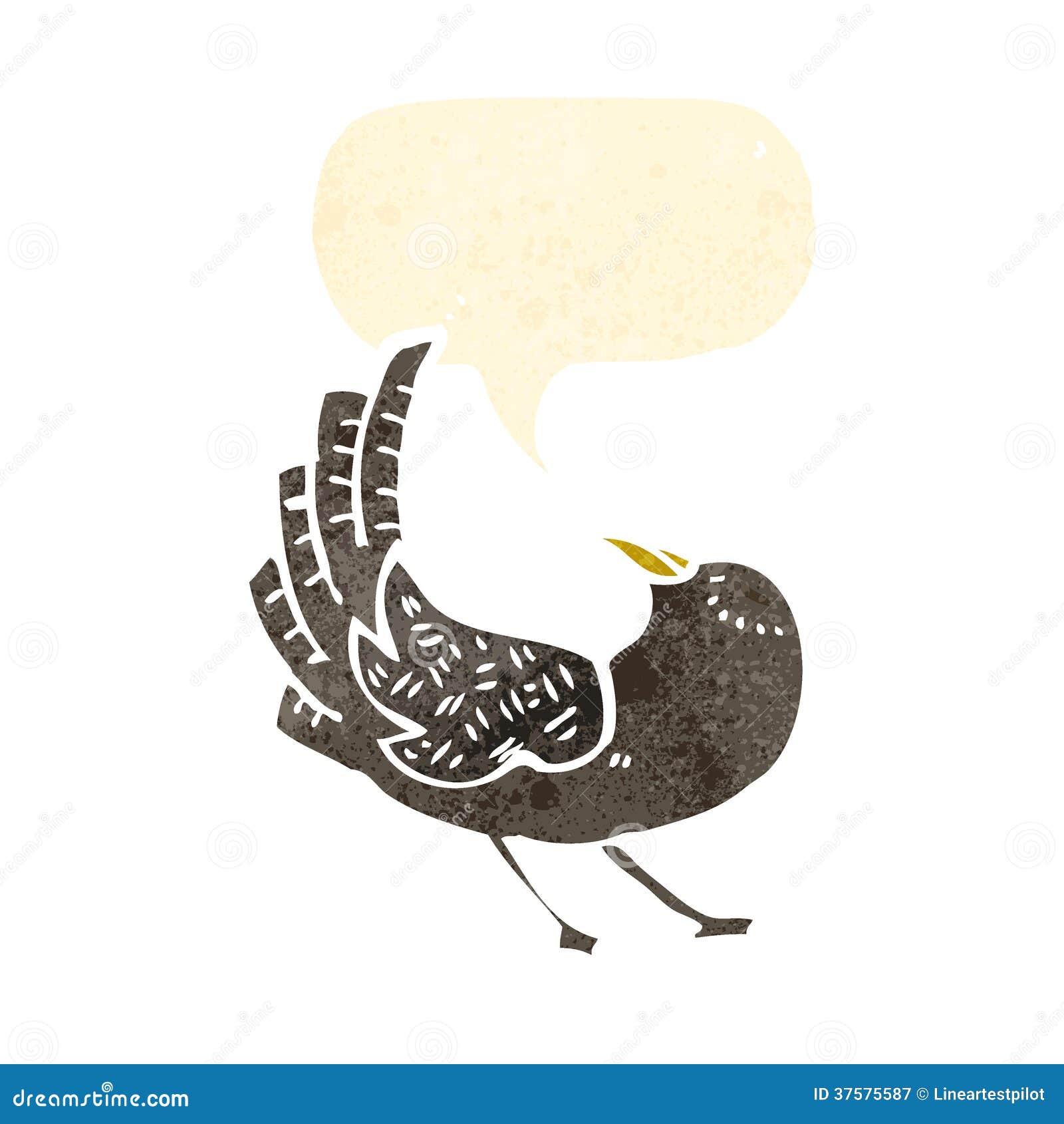 Retro cartoon black bird stock vector. Illustration of quirky - 37575587