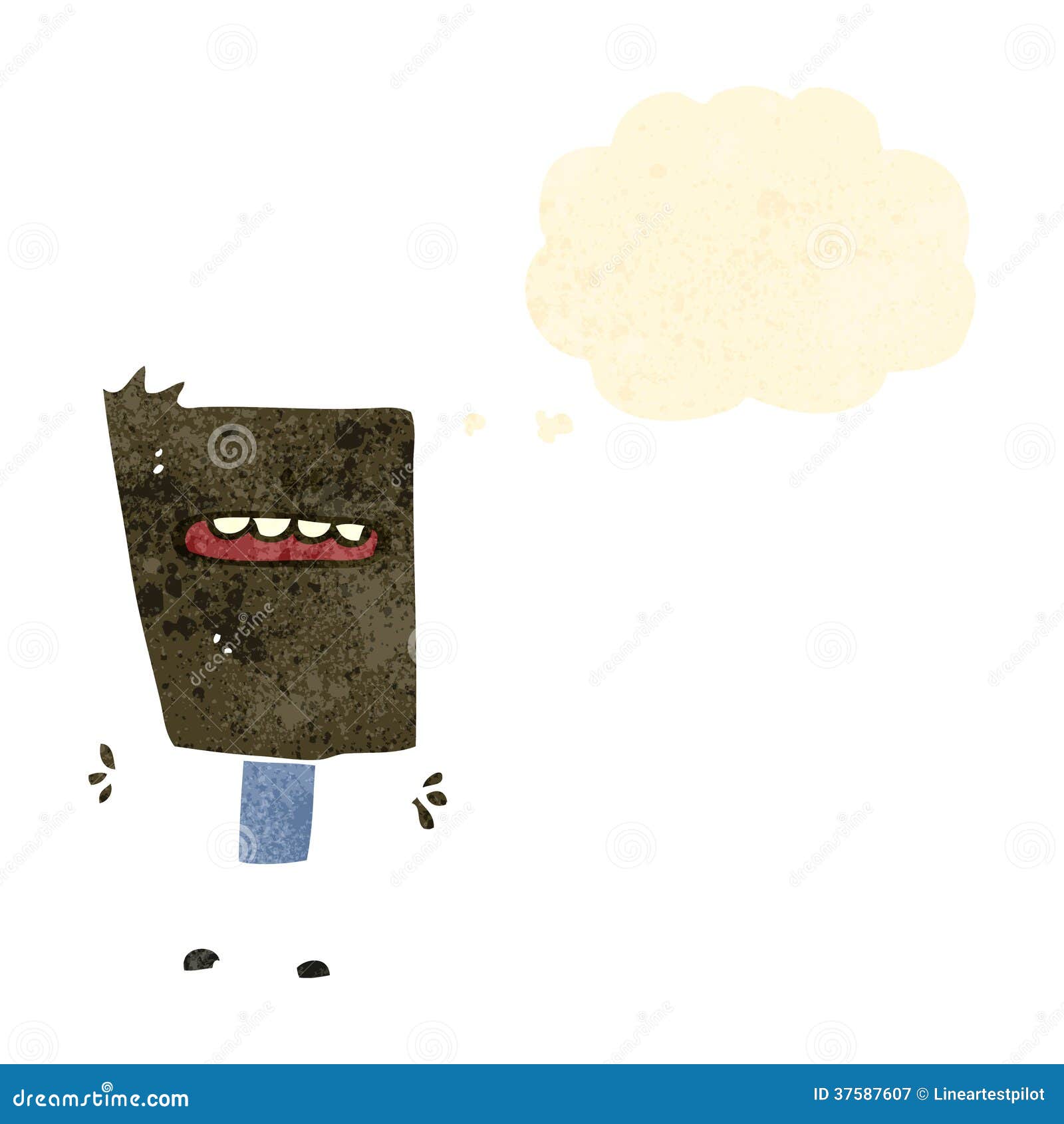 Retro Cartoon Block Head Man Stock Illustration - Illustration of hand ...