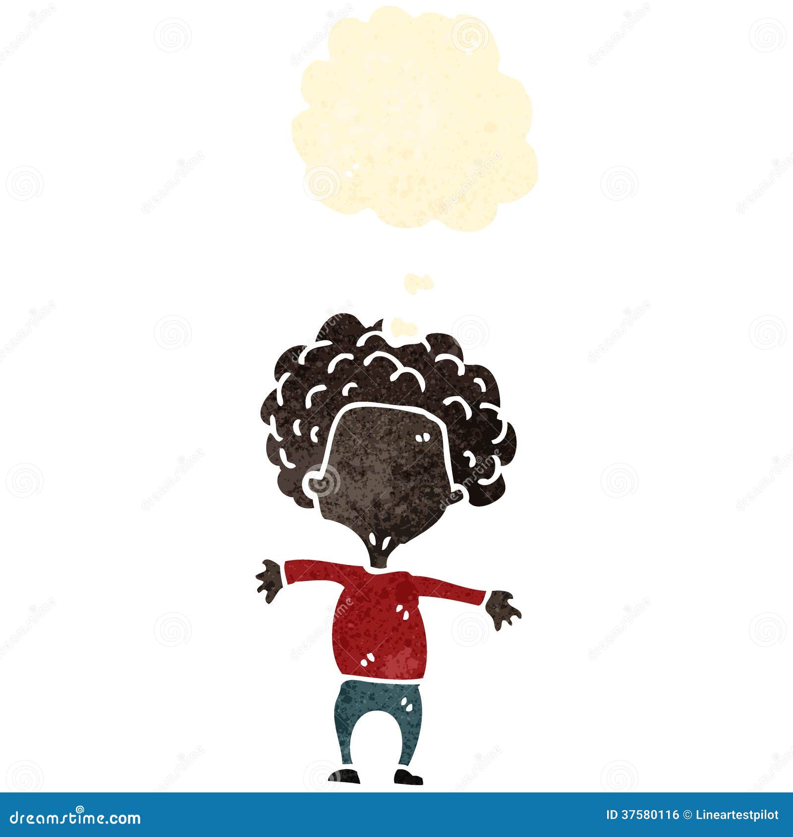 Retro Cartoon Boy with Big Hair Stock Vector - Illustration of idea ...