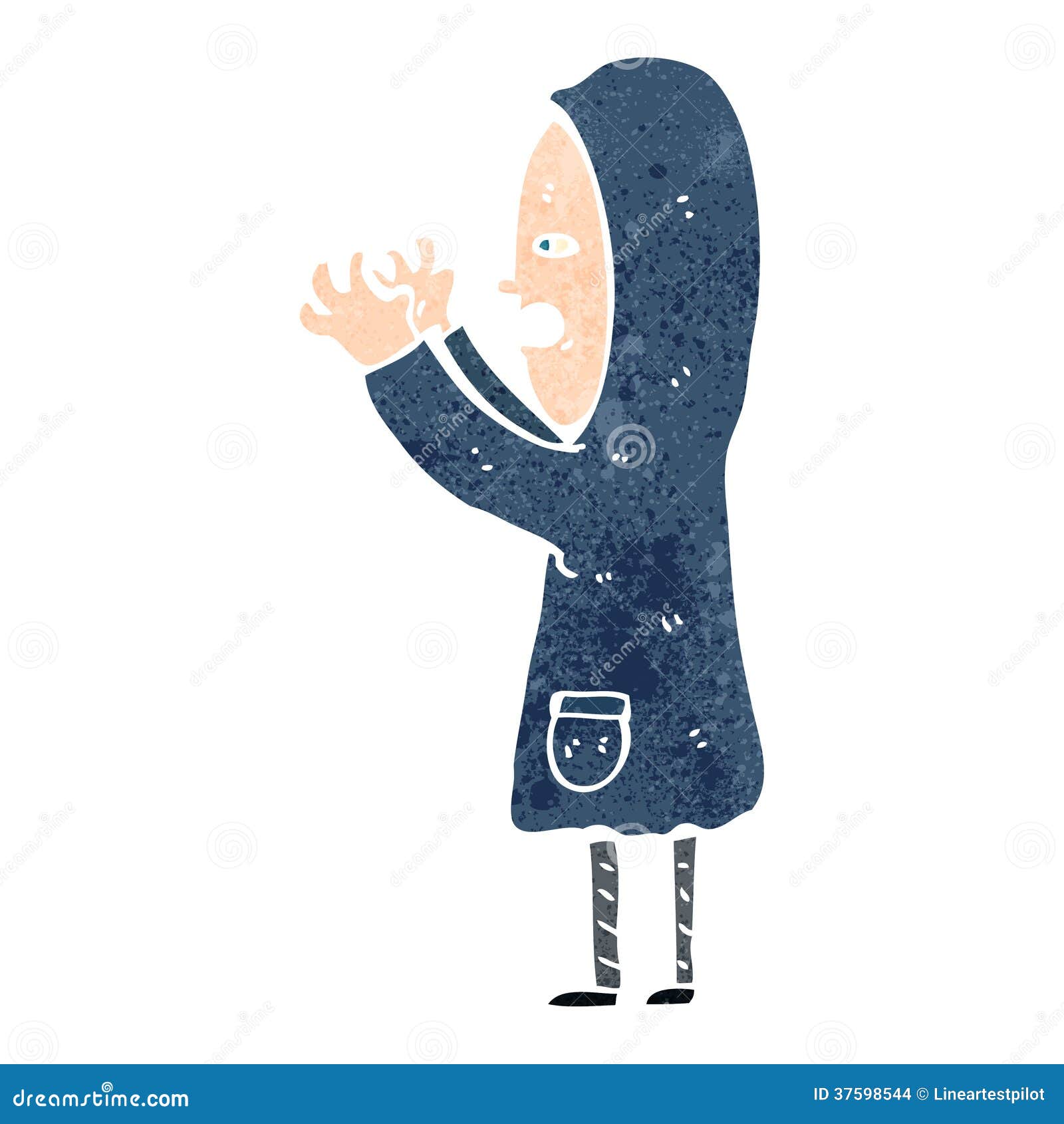 Retro Cartoon Boy in Coat Reaching Up Stock Vector - Illustration of ...