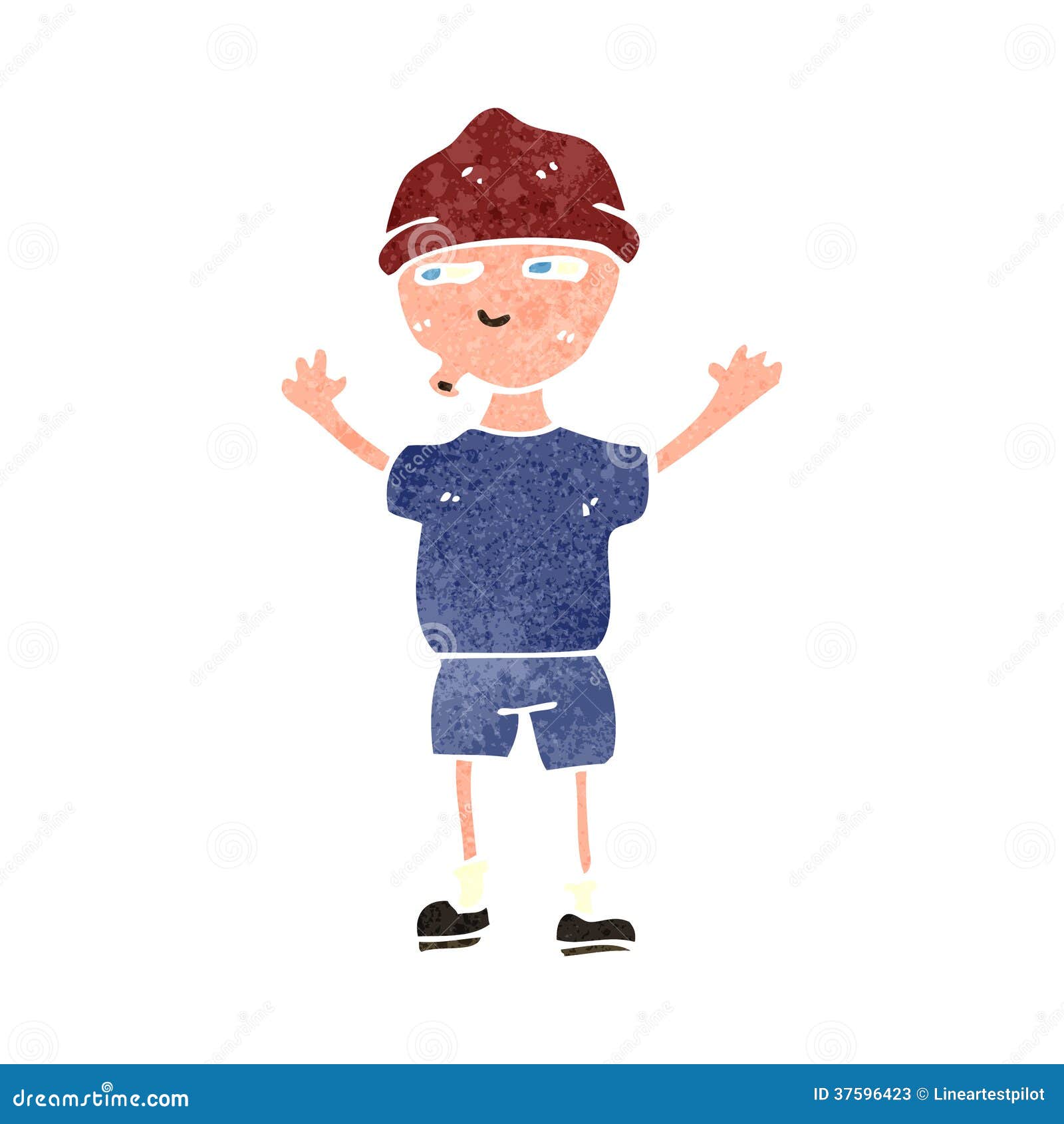 Retro cartoon boy in hat stock vector. Illustration of character - 37596423