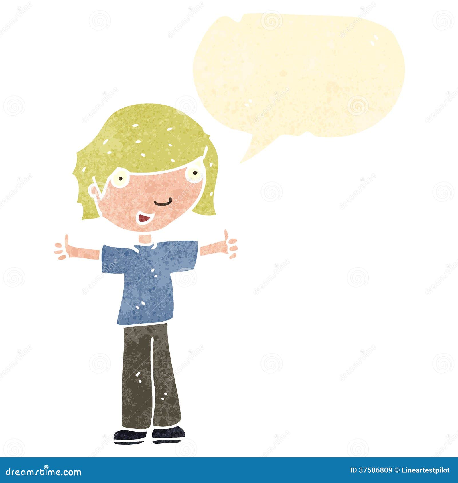 Retro Cartoon Boy with Positive Attitude Stock Vector - Illustration of ...