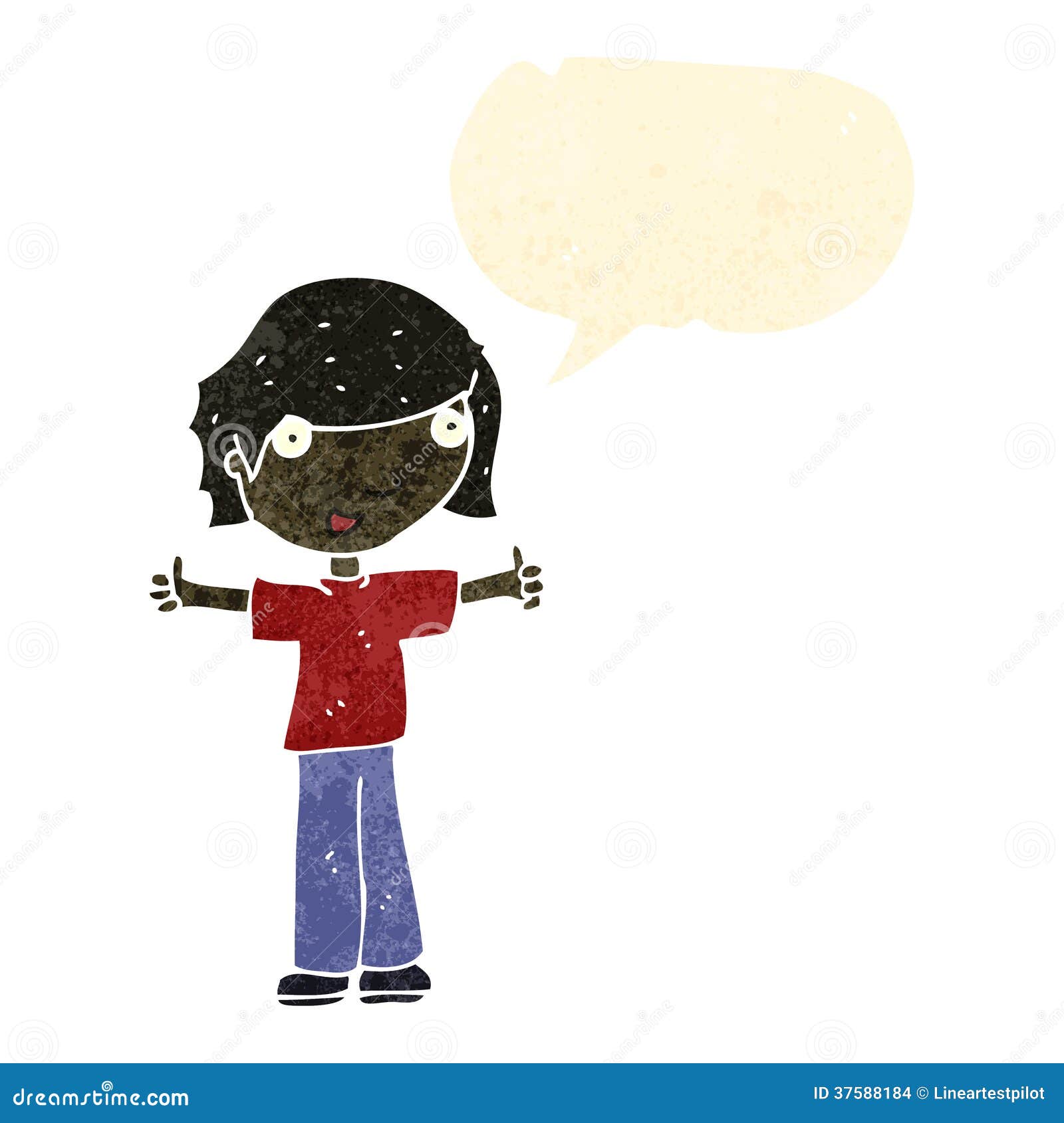 Retro Cartoon Boy with Positive Attitude Stock Illustration ...