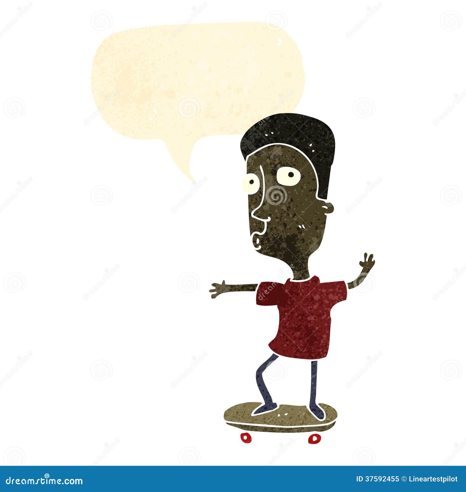Retro Cartoon Boy on Skateboard Stock Vector - Illustration of ...