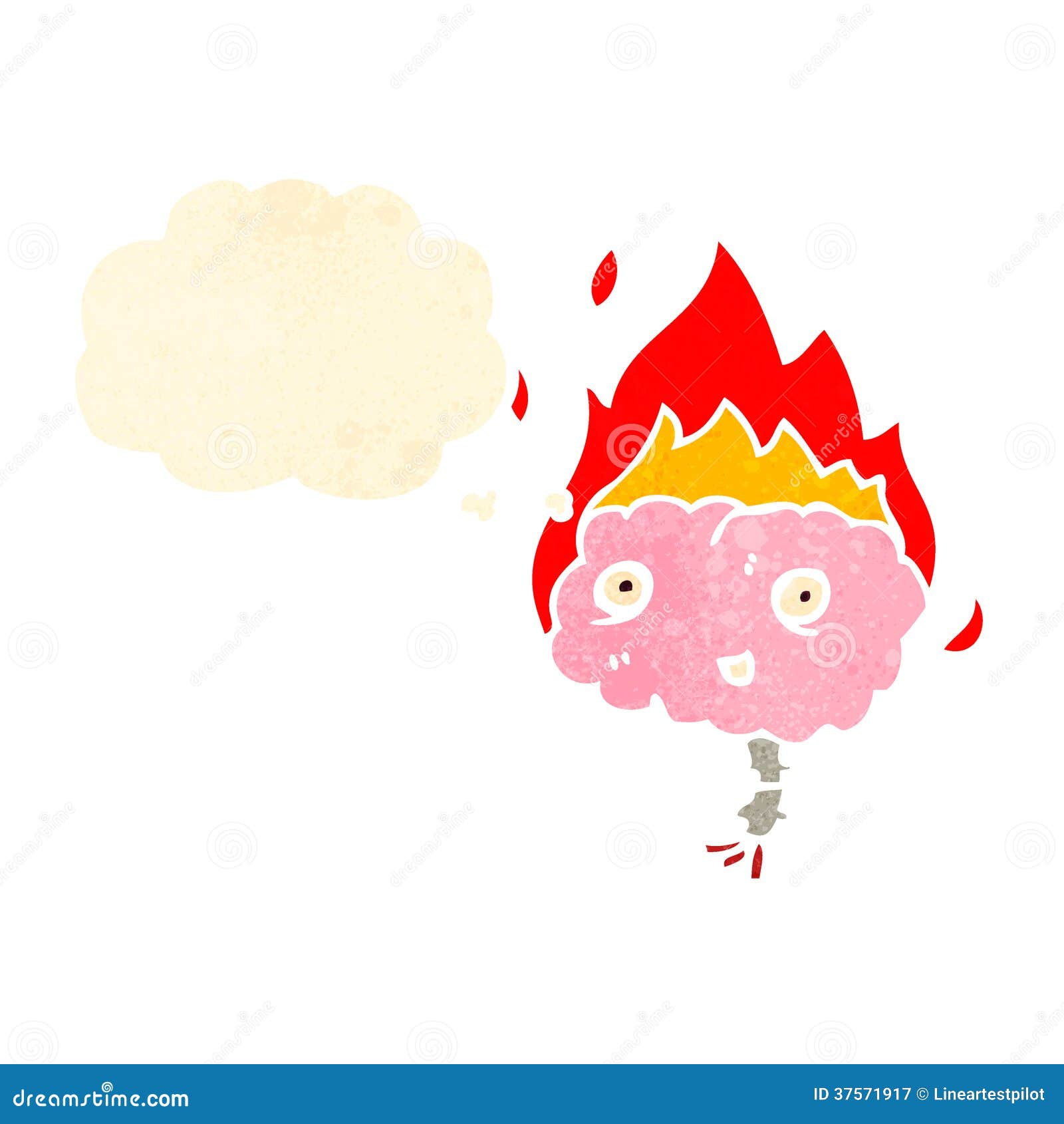 Retro Cartoon Brain on Fire Stock Vector - Illustration of balloon ...