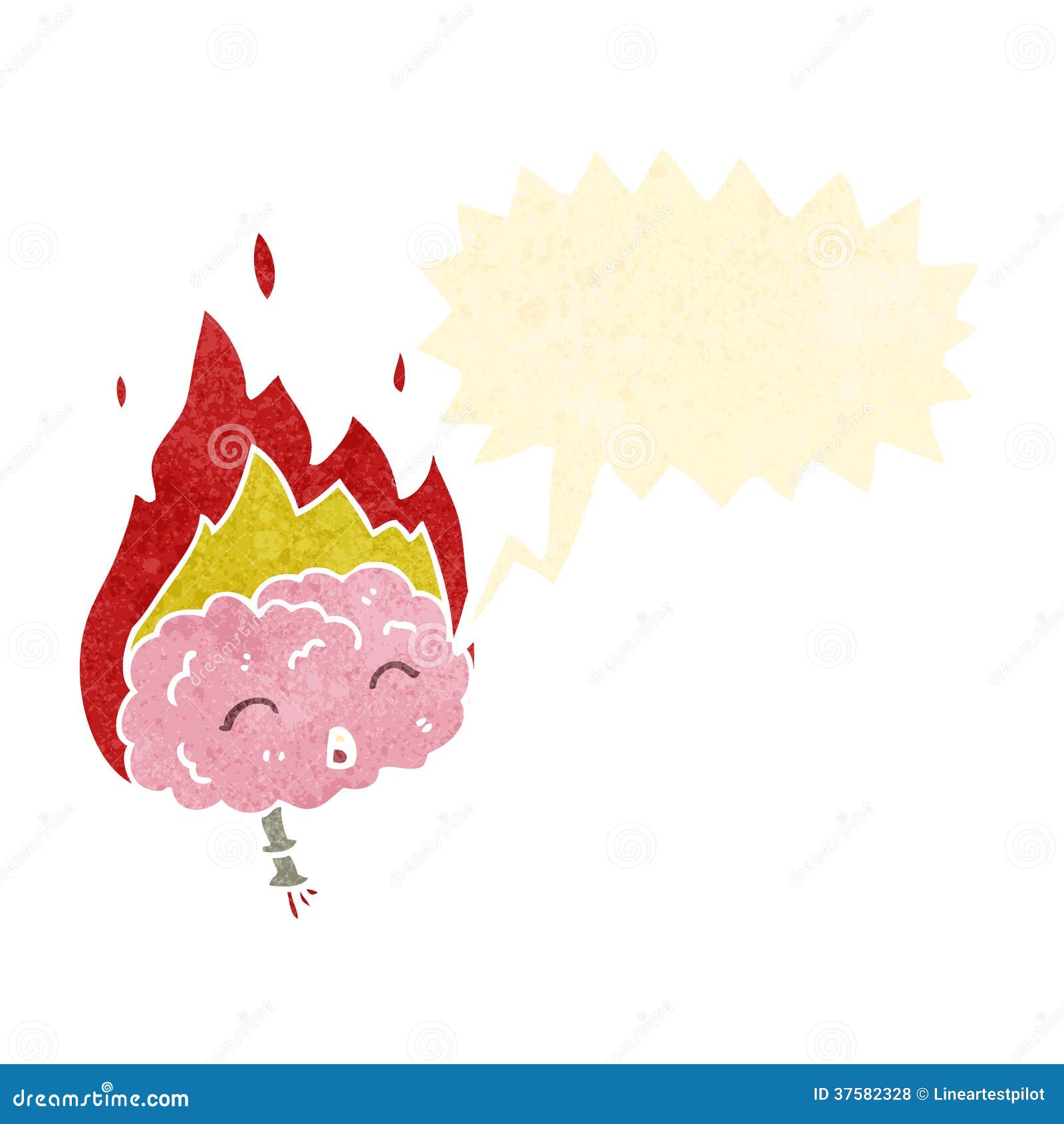 Retro Cartoon Brain on Fire Stock Vector - Illustration of bubble, hand ...