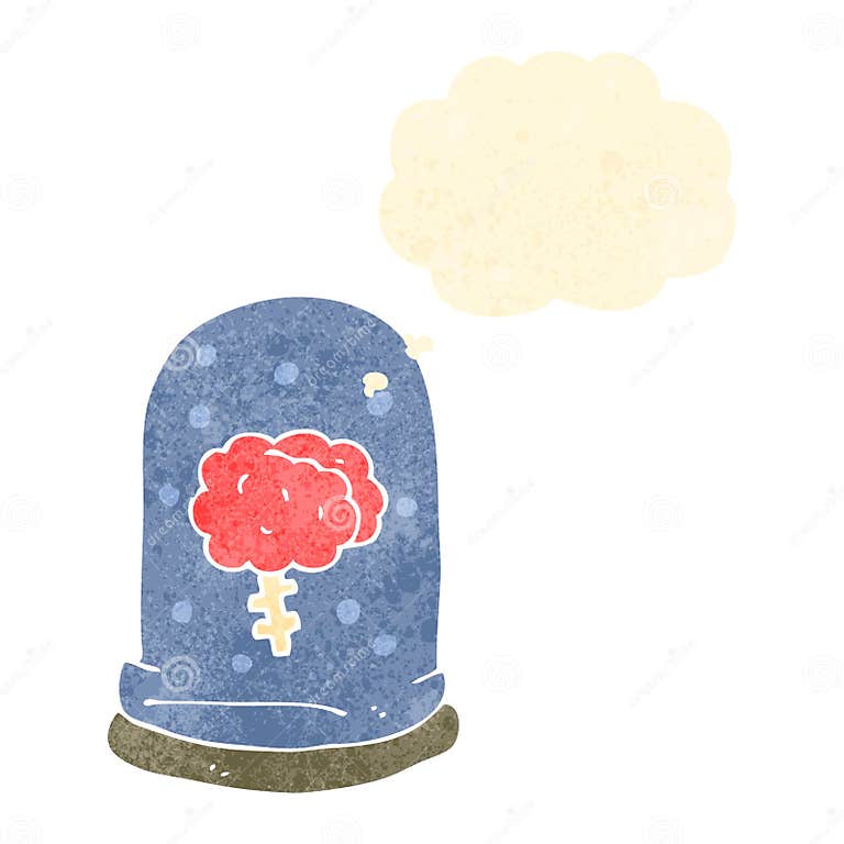 Retro cartoon brain in jar stock vector. Illustration of traditional ...