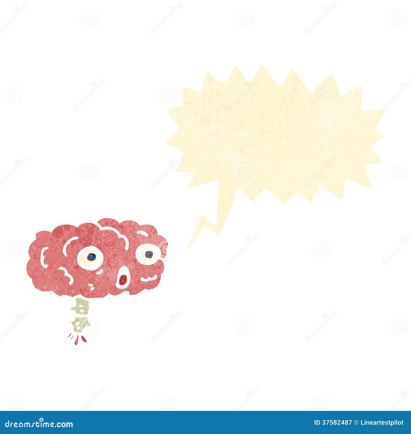 Retro Cartoon Brain with Speech Bubble Stock Vector - Illustration of ...