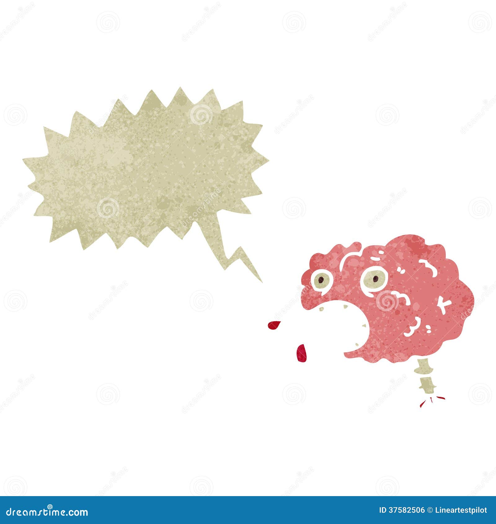 Retro Cartoon Brain with Speech Bubble Stock Vector - Illustration of ...