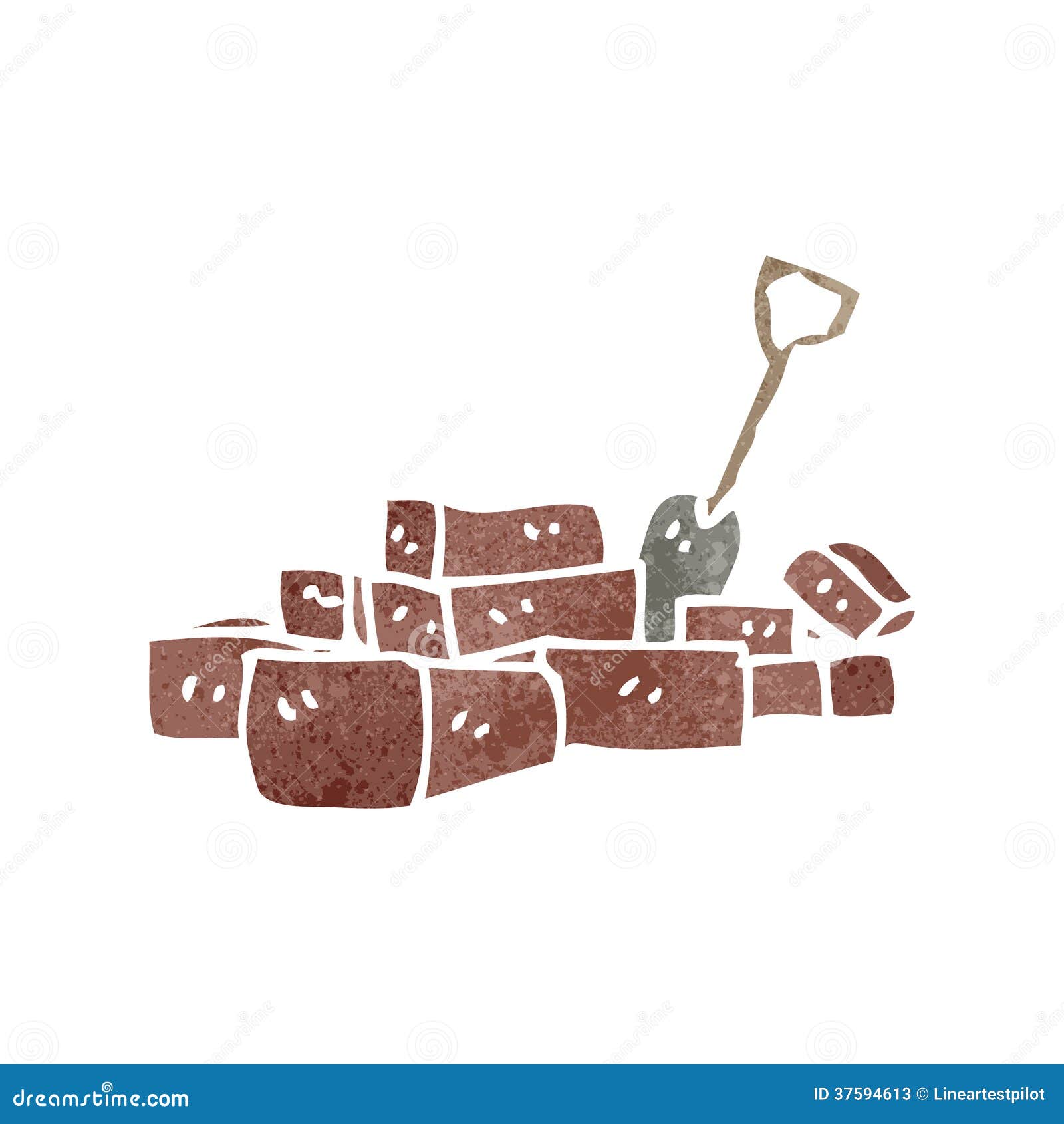 Retro Cartoon Bricks and Shovel Stock Vector - Illustration of funny ...