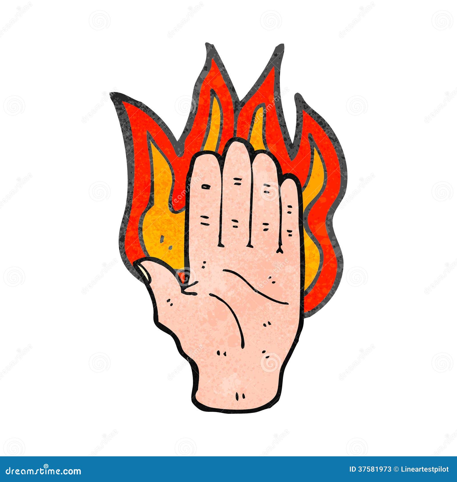Retro cartoon burning hand stock vector. Illustration of sign - 37581973