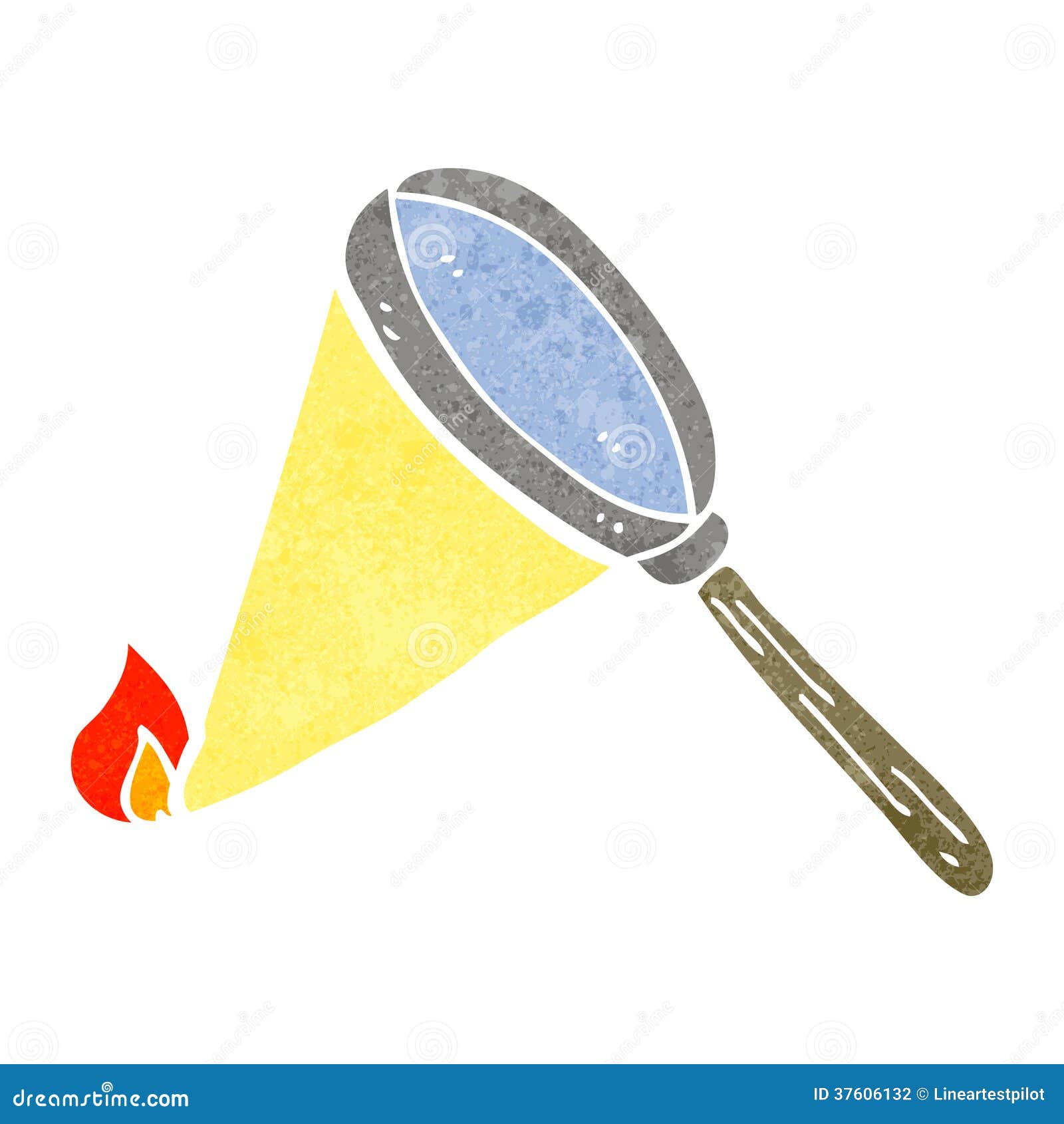 Retro Cartoon Burning Magnifying Glass Stock Illustration ...