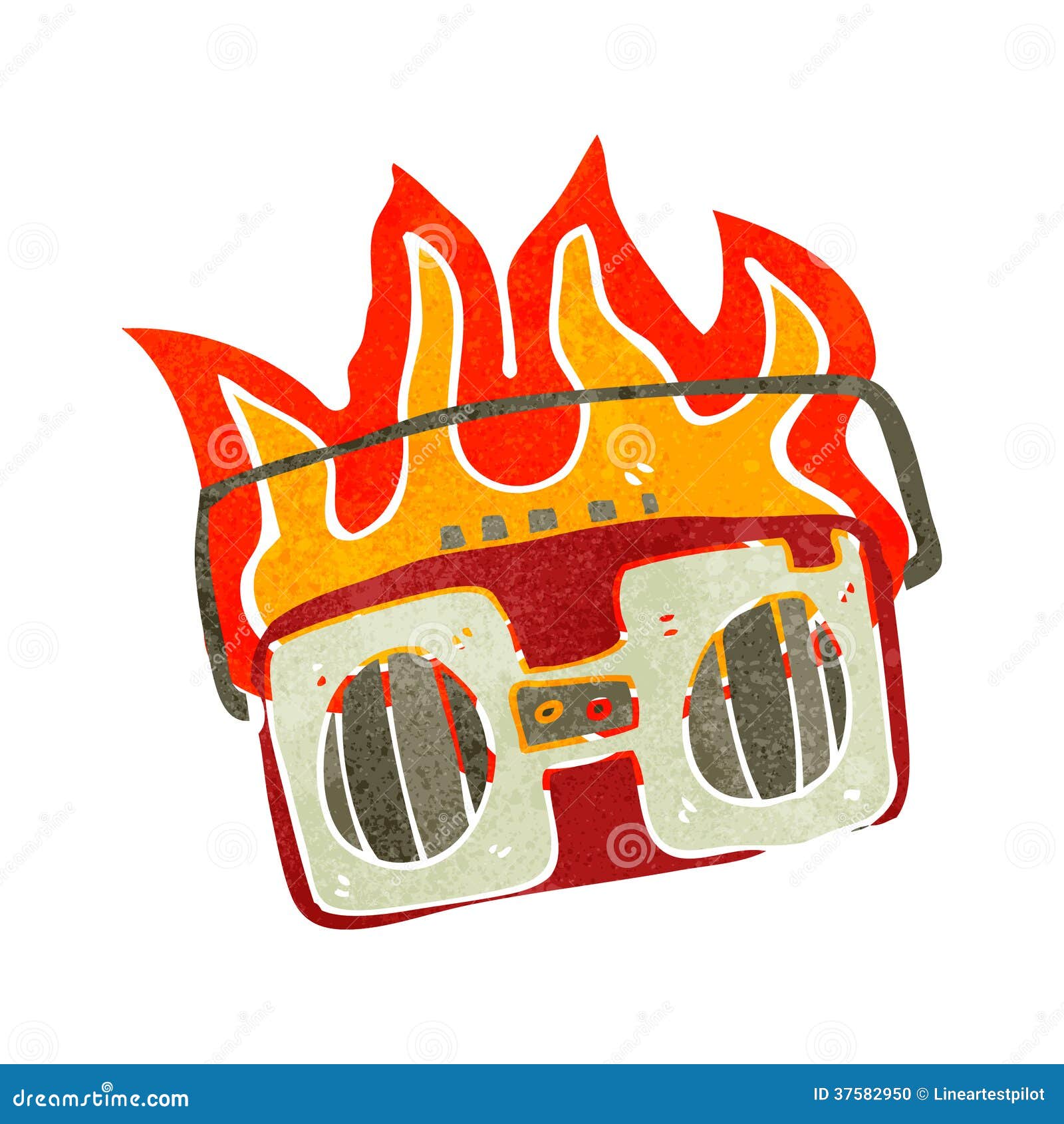 Retro Cartoon Burning Radio Stock Vector - Illustration of player, cute ...