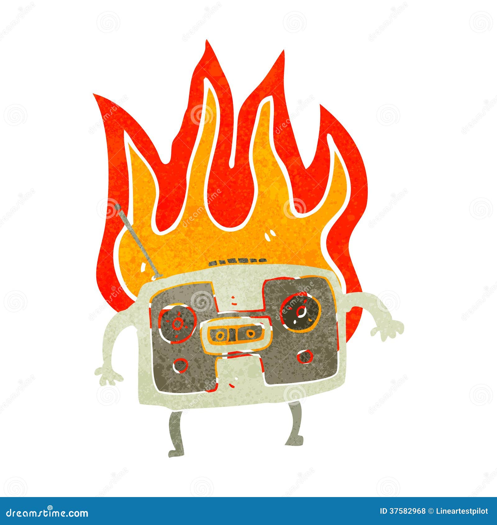 Retro Cartoon Burning Radio Stock Vector - Illustration of fashioned ...