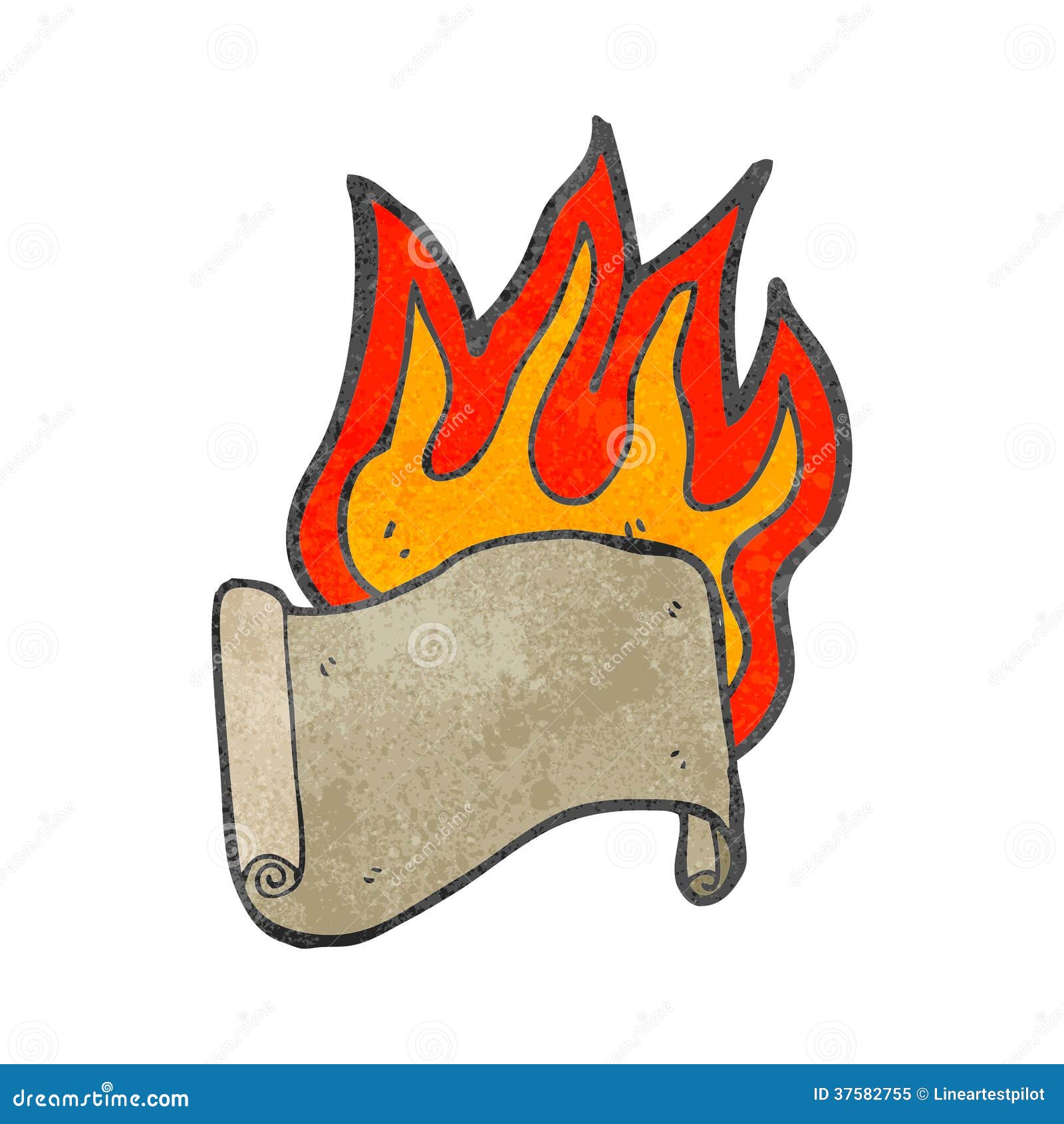 Retro Cartoon Burning Scroll Stock Vector - Illustration of watercolor ...