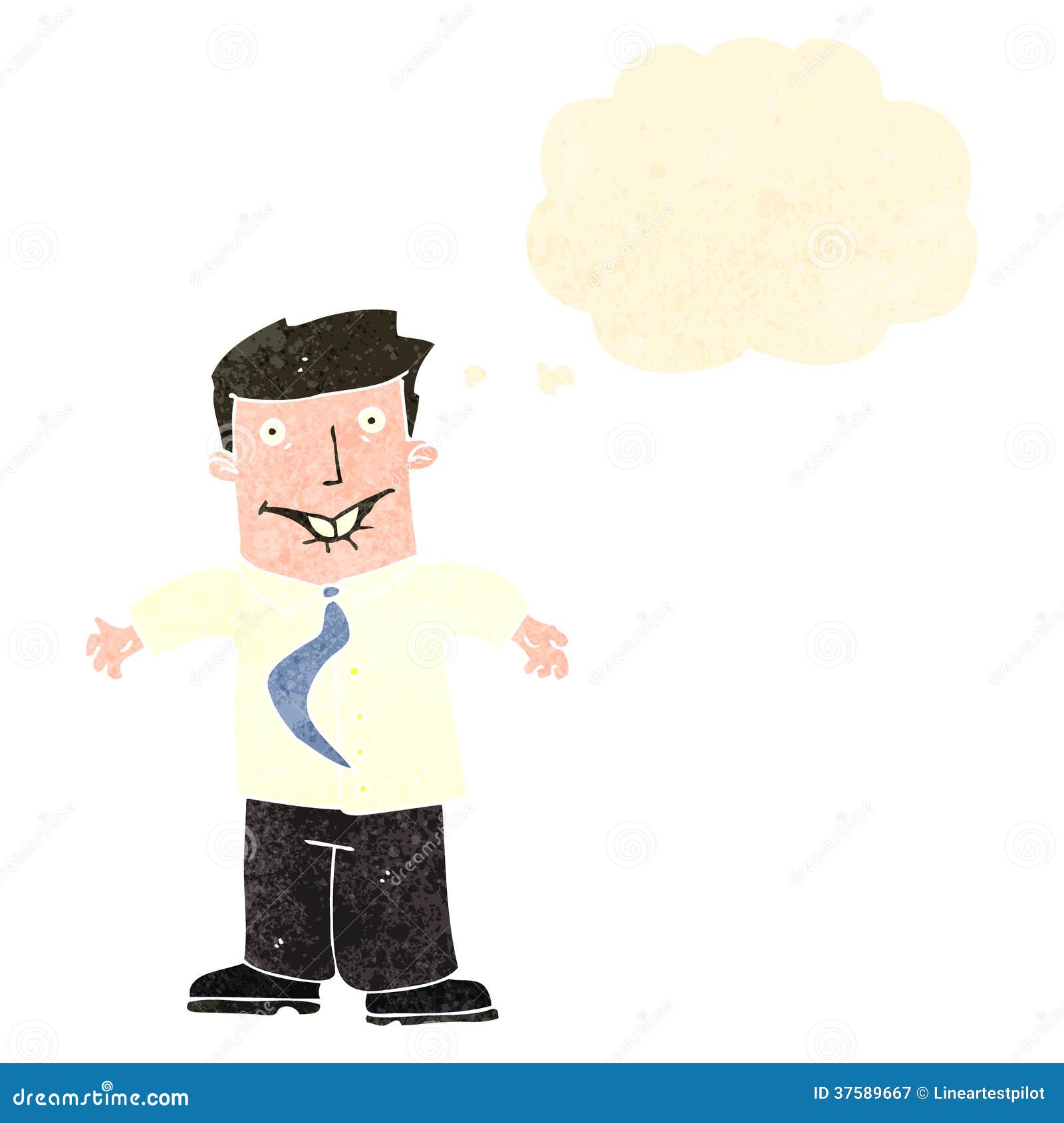 Retro Cartoon Businessman Biting Lip Stock Illustration - Illustration ...