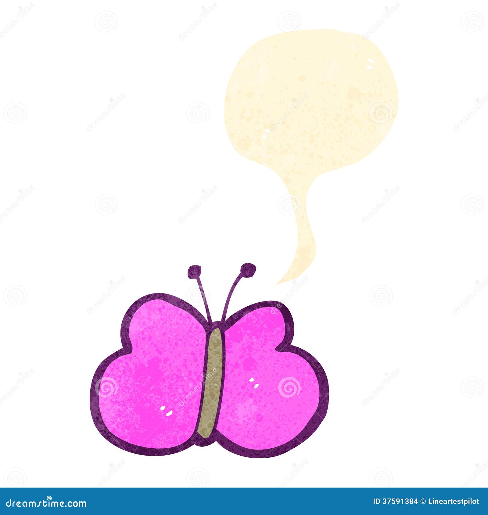 Retro Cartoon Butterfly with Speech Bubble Stock Vector - Illustration ...