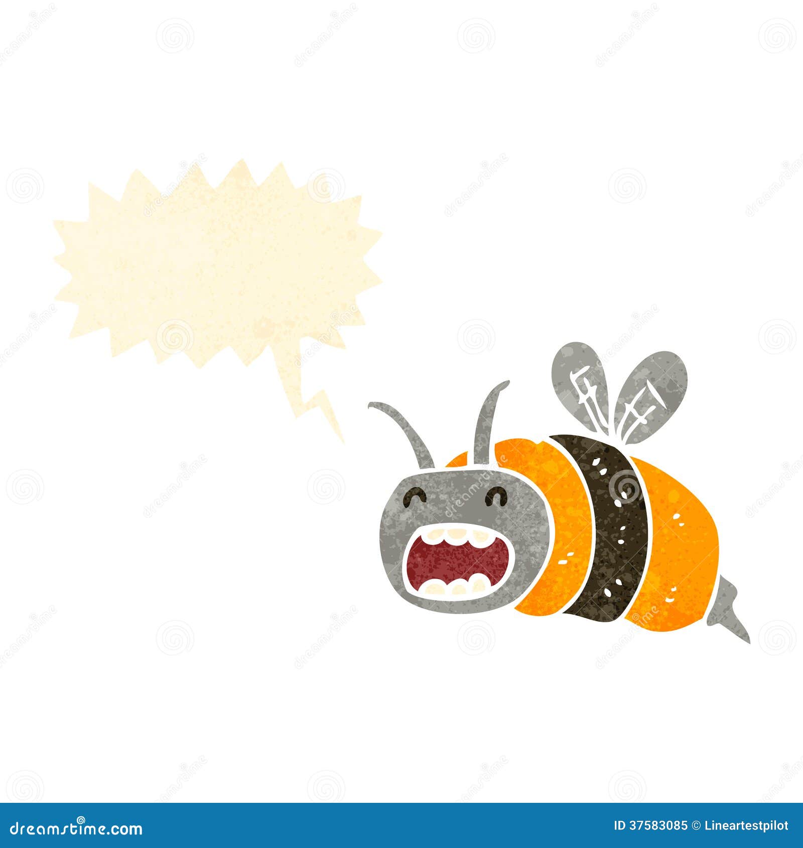 Retro cartoon buzzing bee stock vector. Illustration of buzzing - 37583085