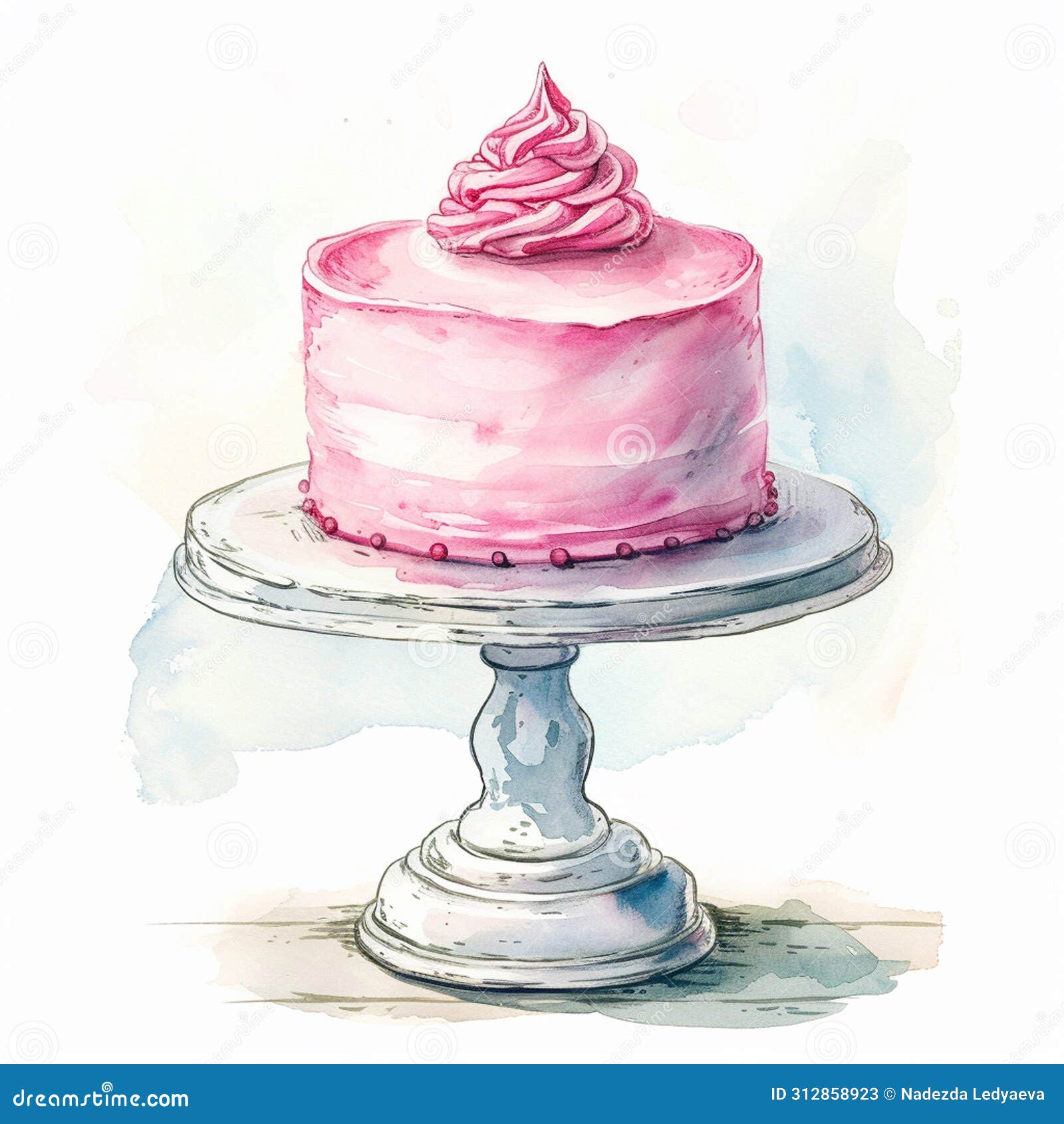 Retro Cartoon Cake on Stand. Stock Illustration - Illustration of ...